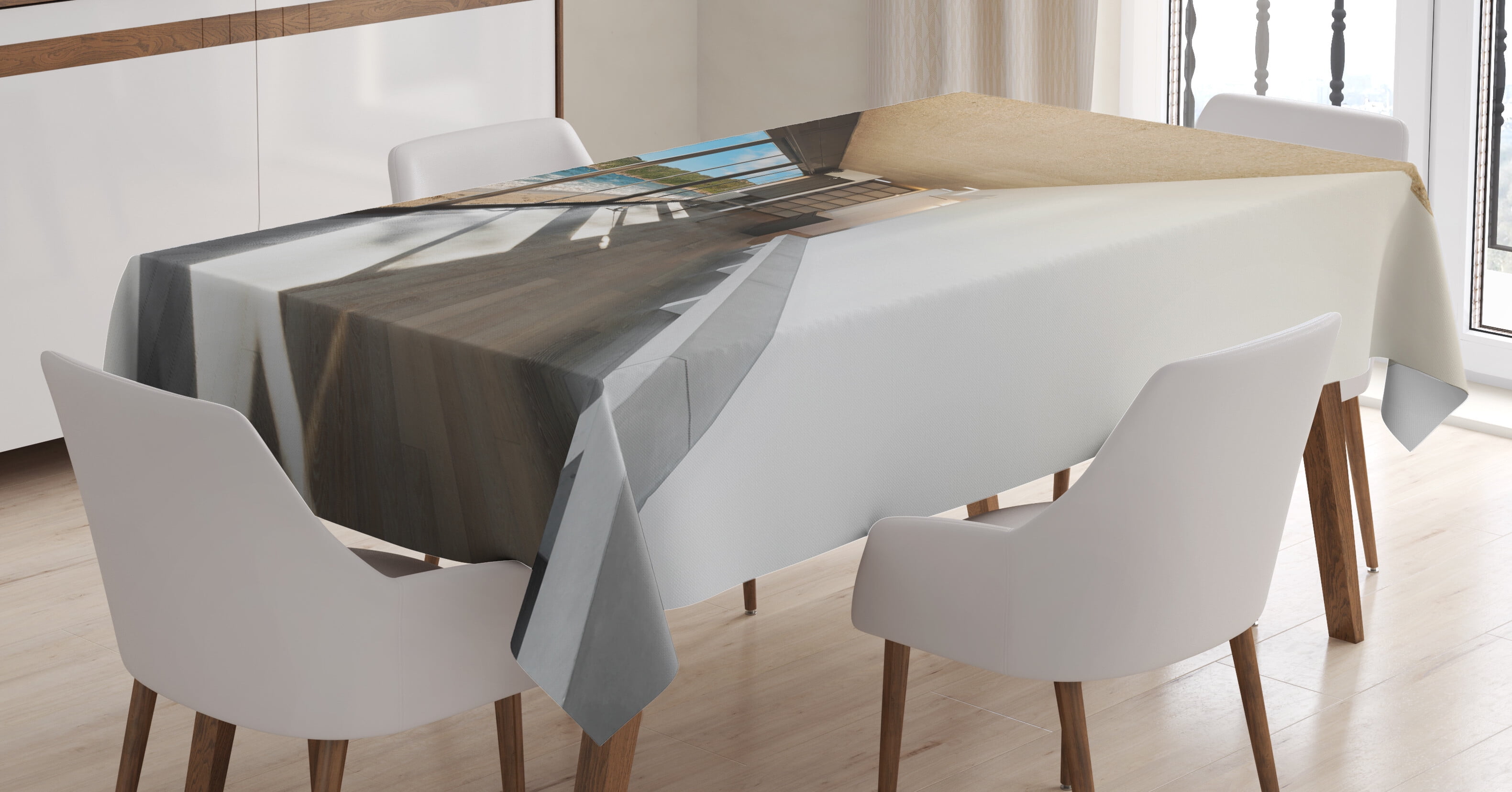 Ambesonne Beach Tablecloth Rectangular Table Cover, Ocean Sea Waves ...