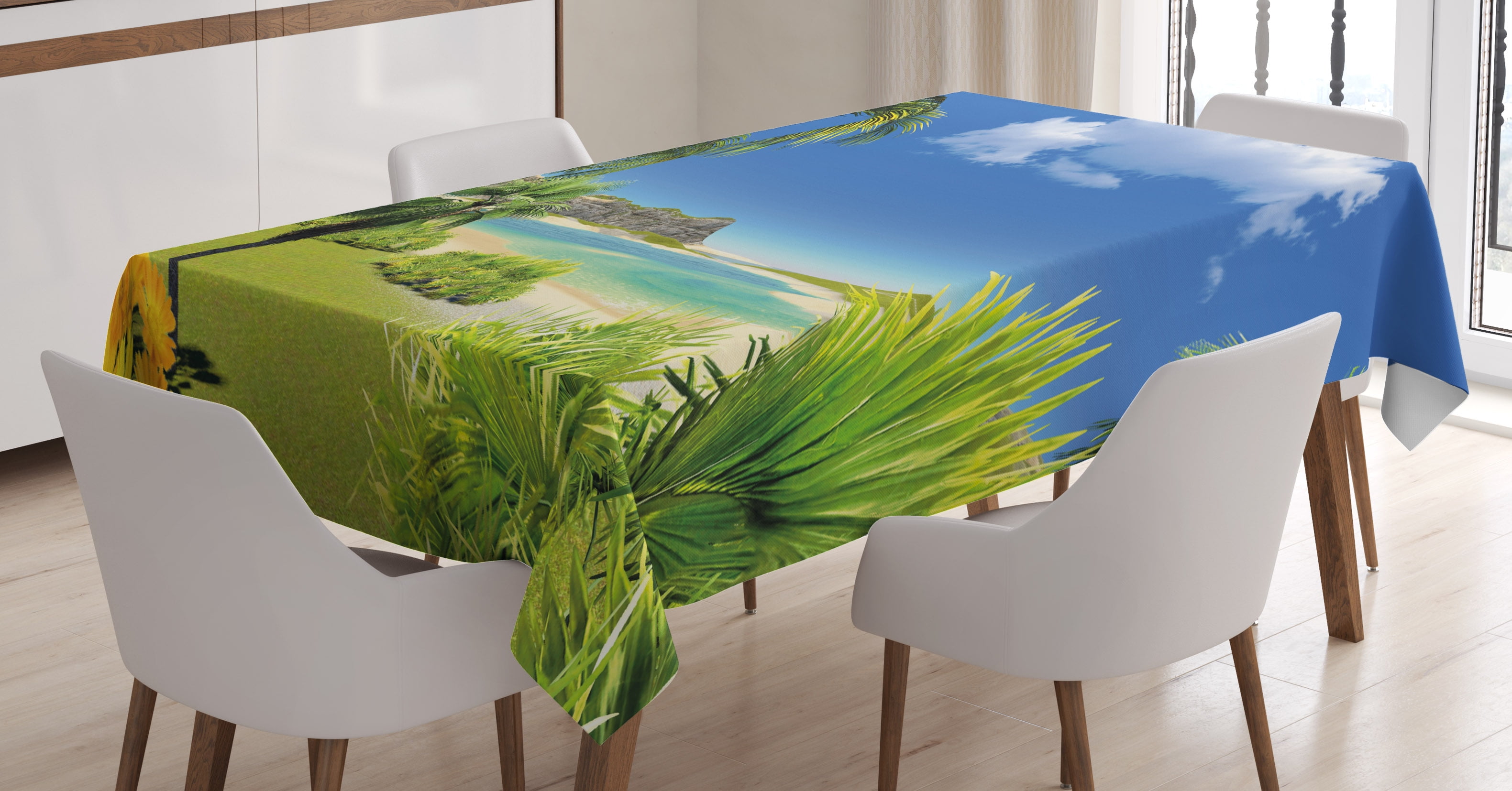 Ambesonne Beach Tablecloth Rectangular Table Cover, Paradise Palms ...