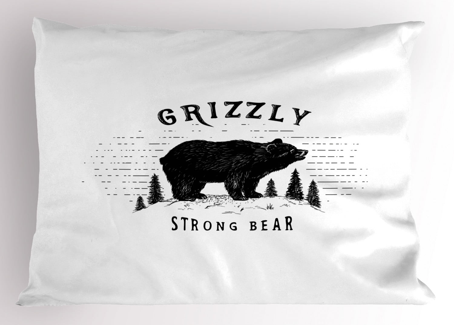 Ambesonne Bear Pillow Sham, Strong Wild Animal Forest, 36" X 20", Black ...