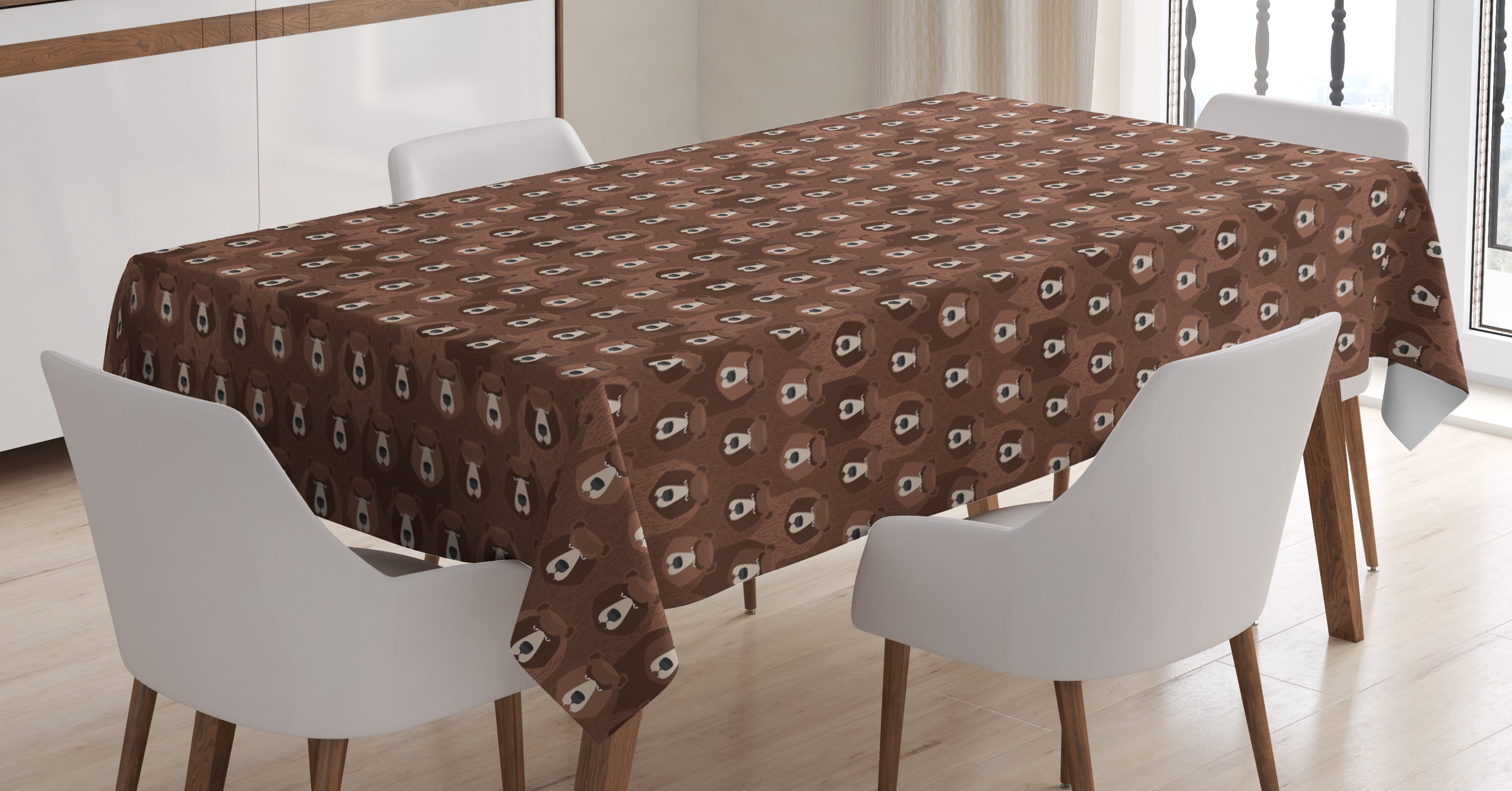 Ambesonne Bear Tablecloth Rectangular Table Cover, Flock of Big Angry ...