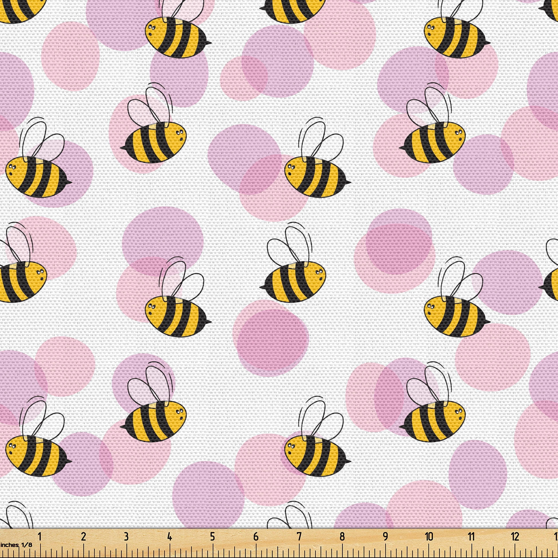 Ambesonne Bee Fabric by the Yard Upholstery, Wasps Circular Pastel ...