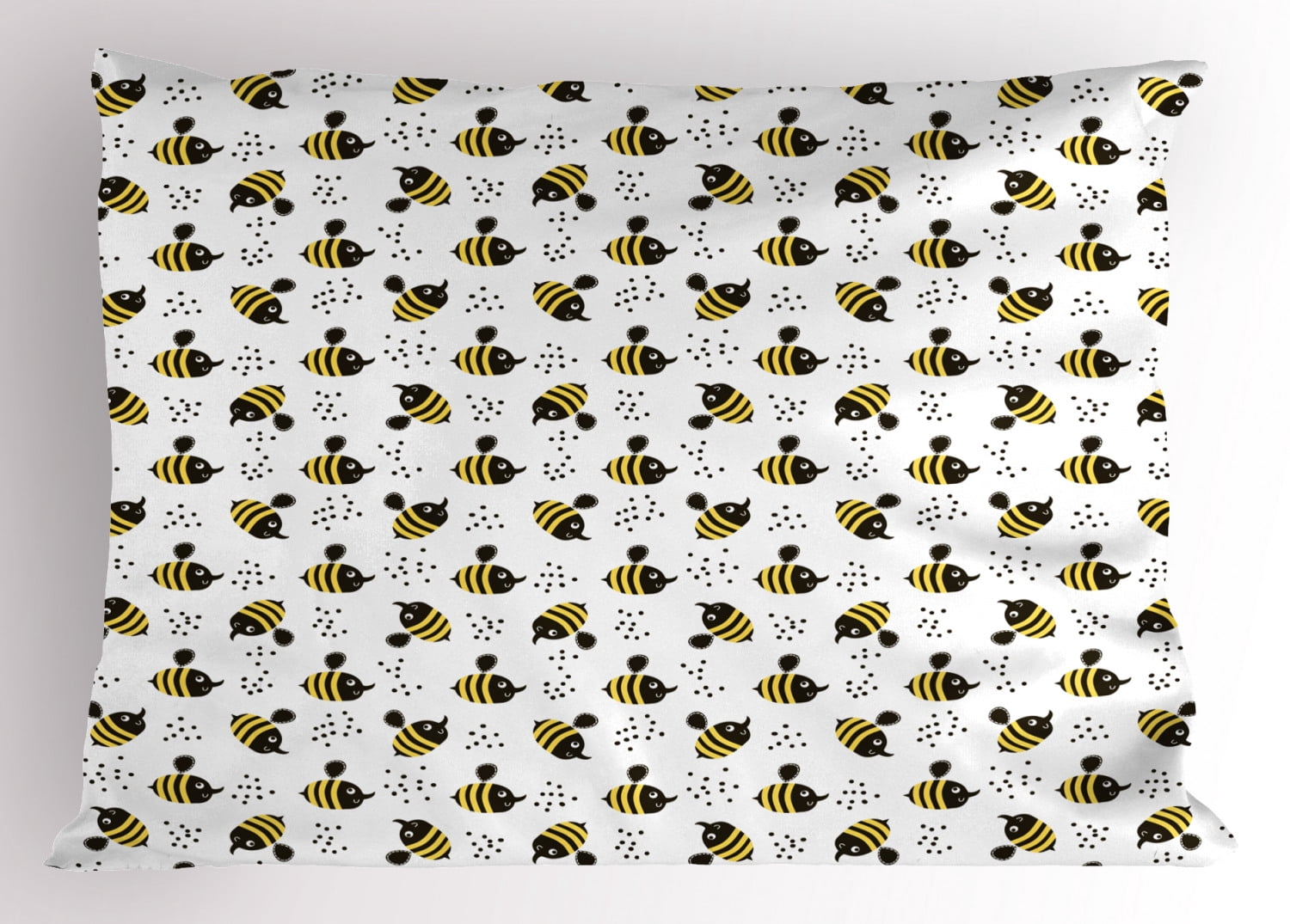 Ambesonne Bee Pillow Sham, Honey Bees Cartoon, 26" X 20", Yellow White ...