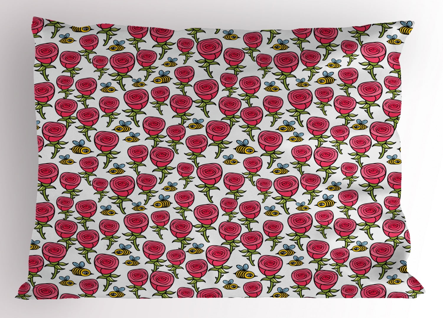 Ambesonne Bee Pillow Sham, Rose Bud Bouquet Bumblebee, 26" X 20", Multicolor - Walmart.com