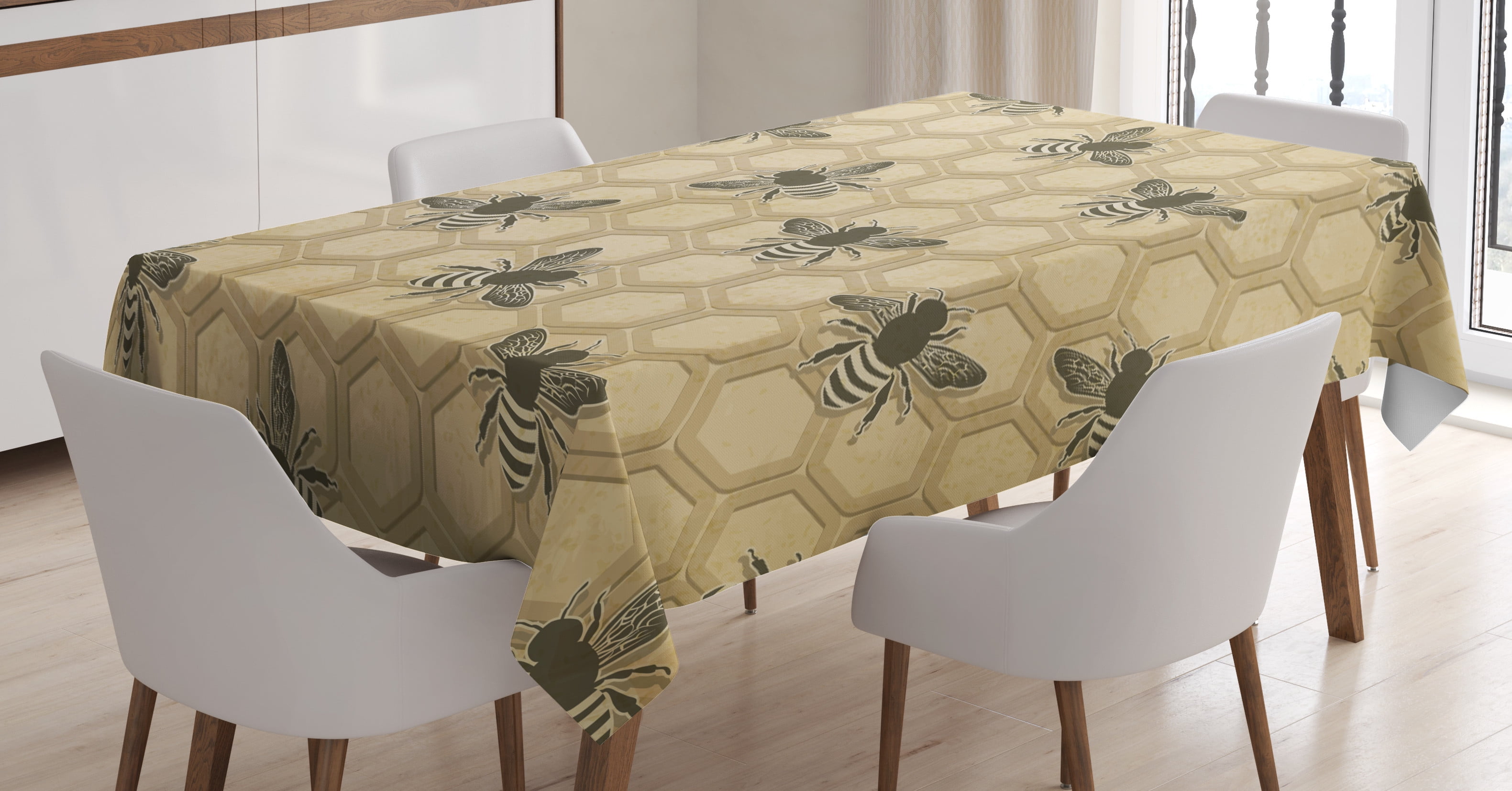 Ambesonne Bee Tablecloth Rectangular Table Cover, Eco-Friendly ...