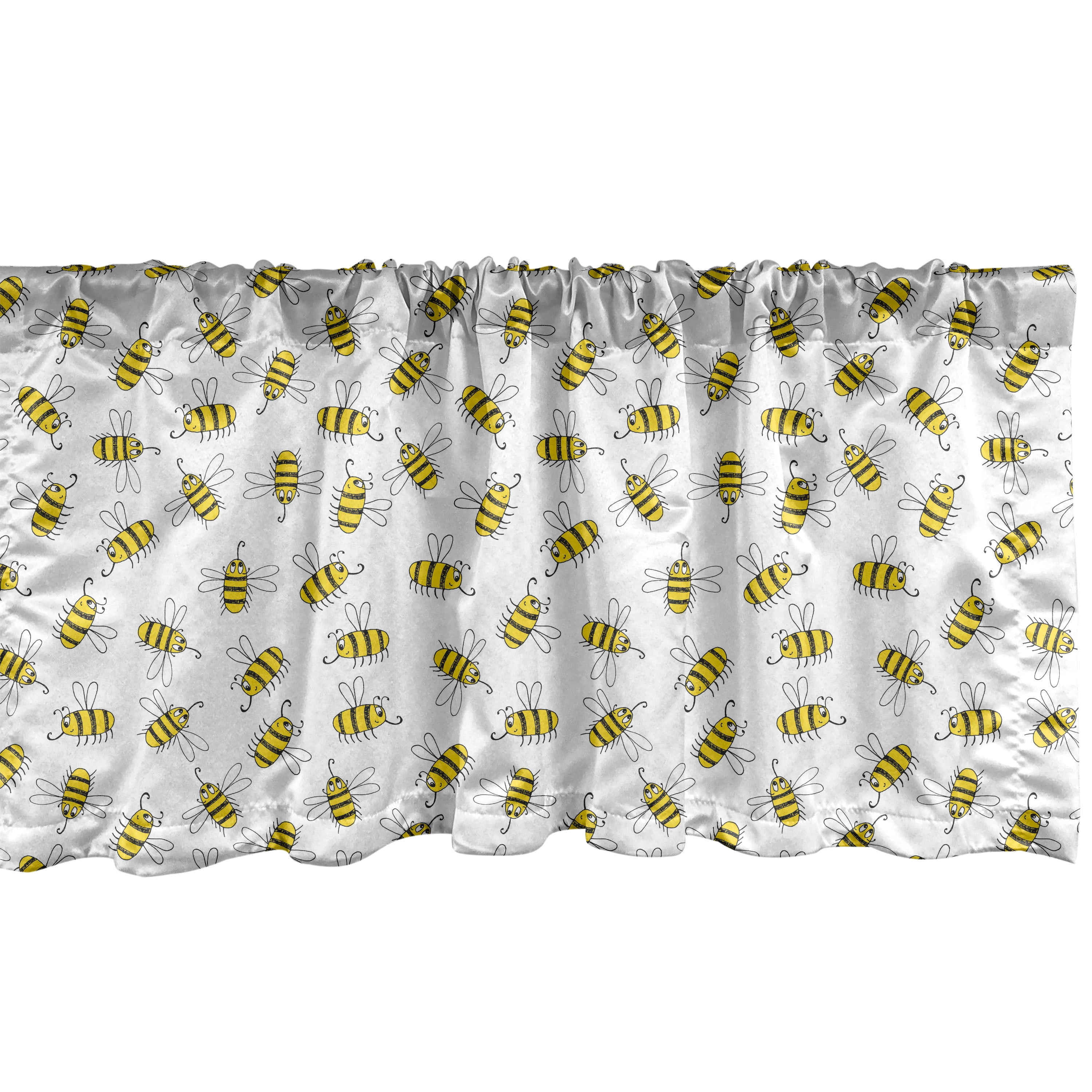 Ambesonne Bee Window Valance, Happy Buzzing Animal Pattern, 54" X 12 ...