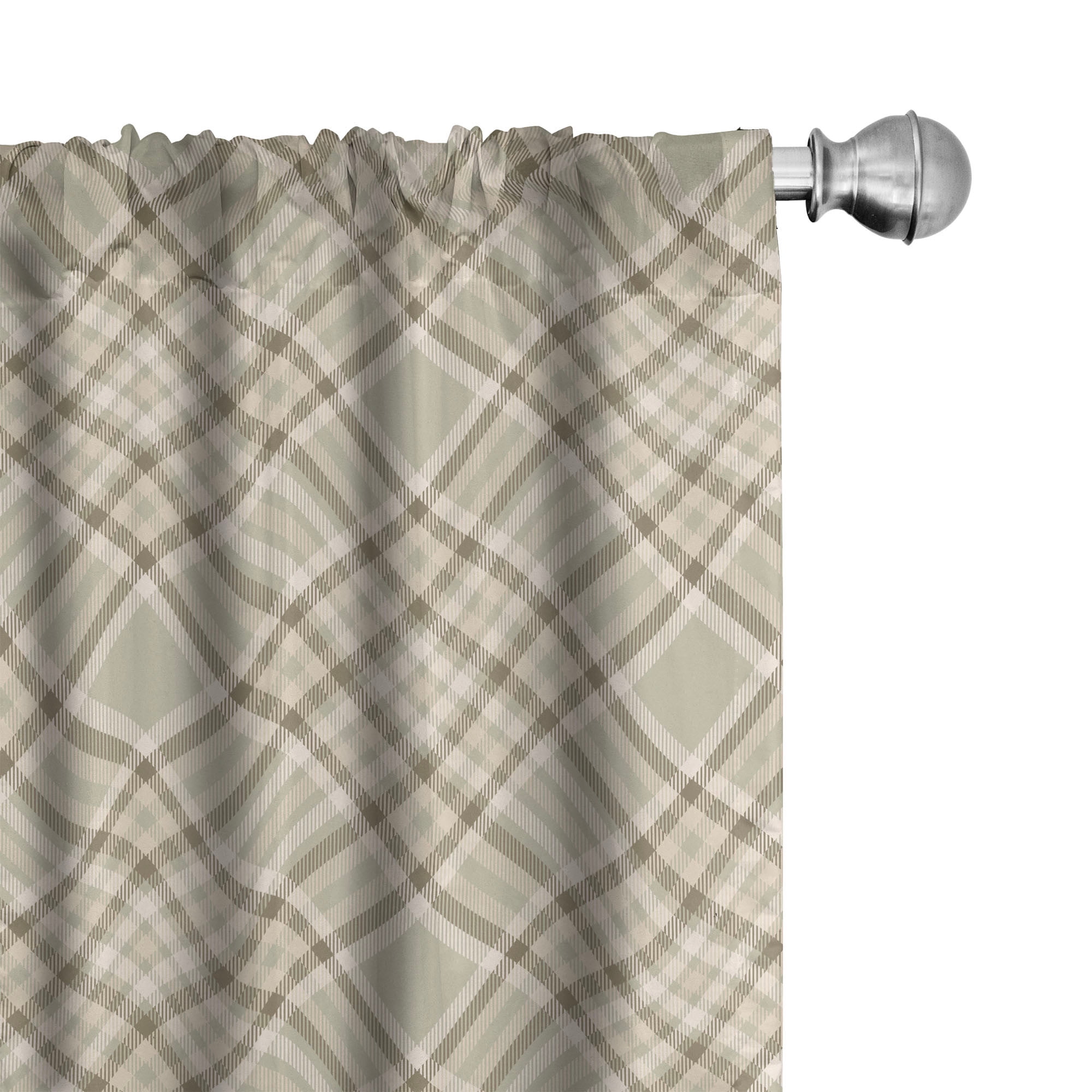 Ambesonne Beige Tan Curtains, Plaid Preppy Checkered, Pair of 28"x63 ...