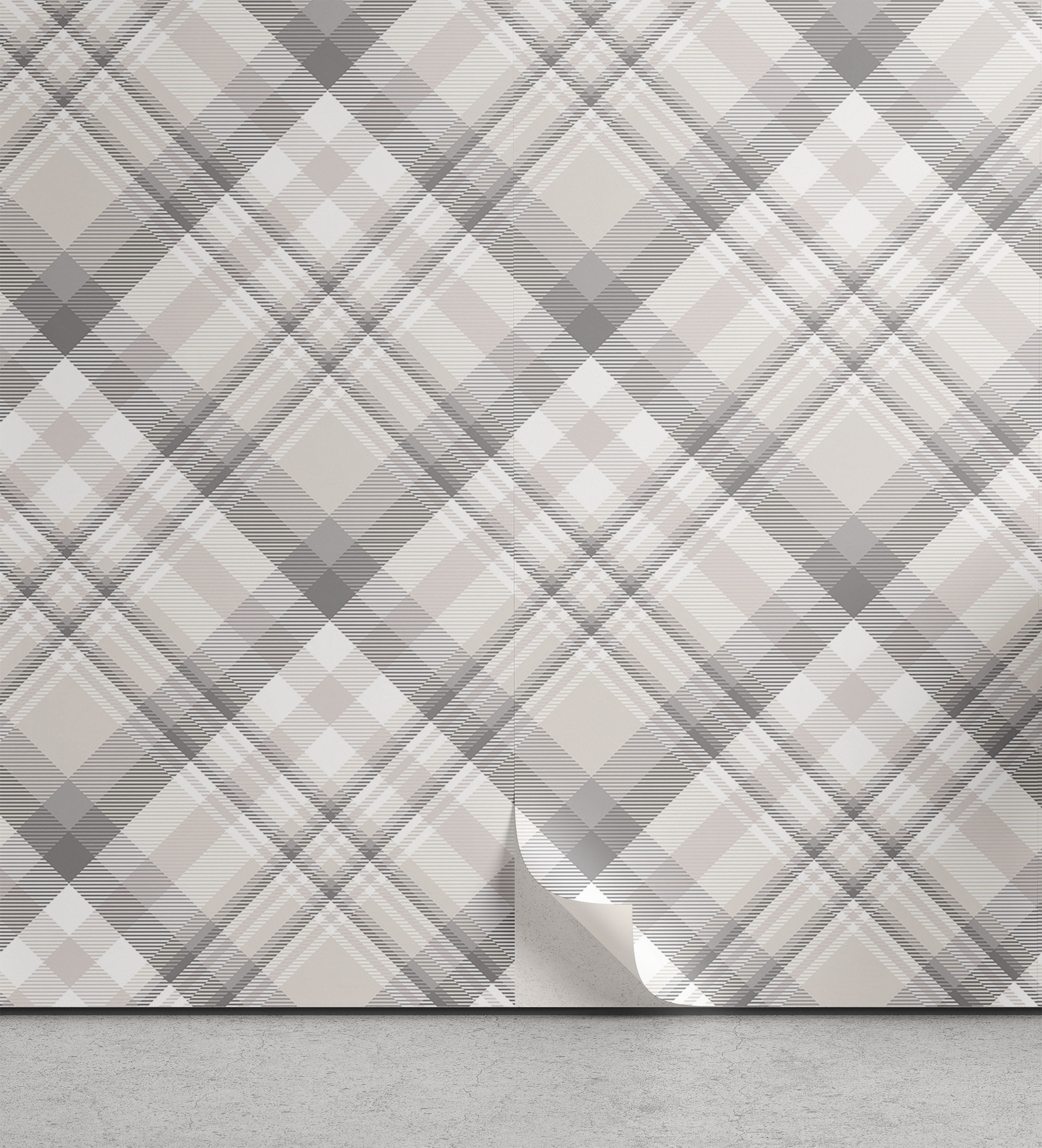 Ambesonne Beige Tan Peel & Stick Wallpaper for Home, Checkered Rustic ...