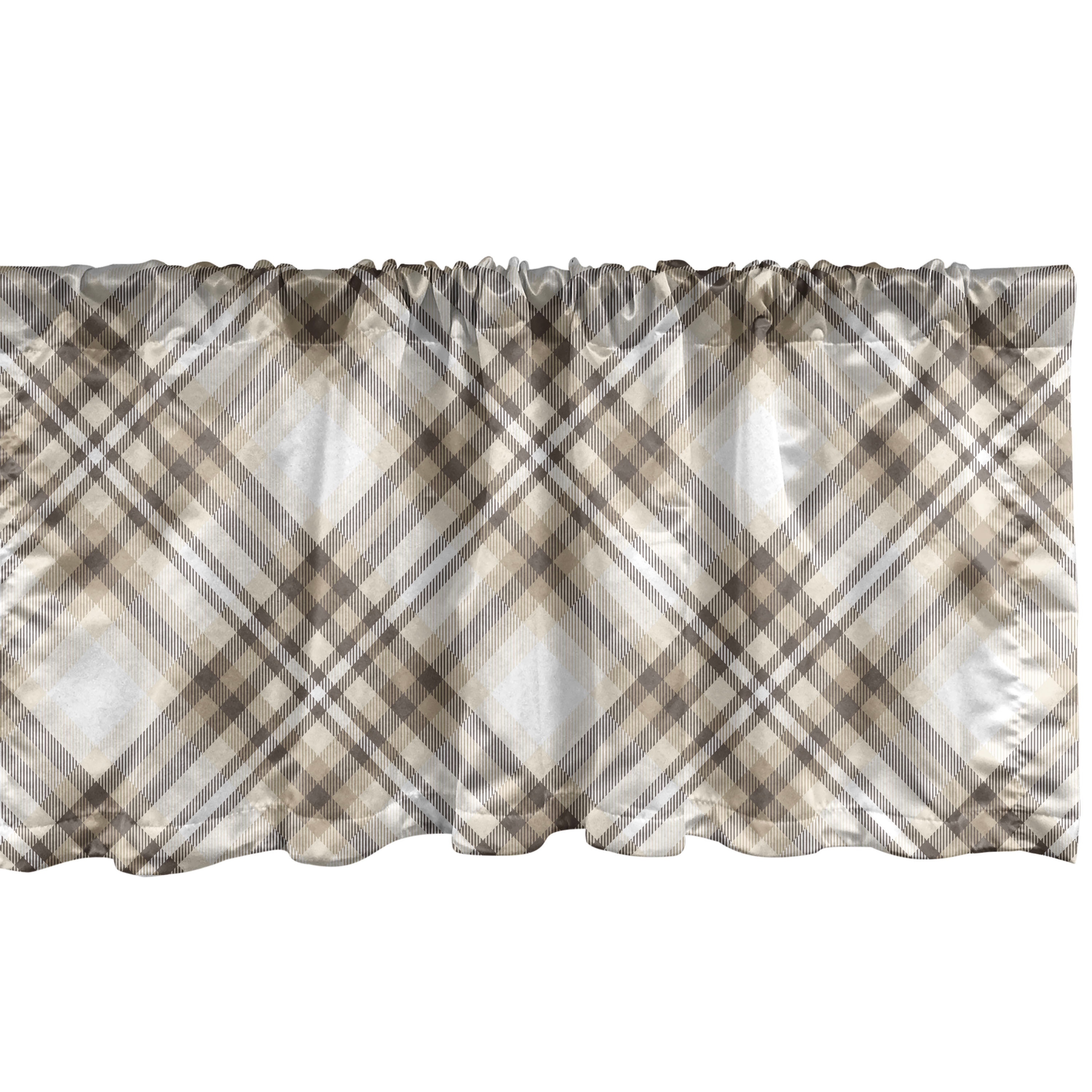 Ambesonne Beige Tan Window Valance, Plaid in Pastel Nude Art, 54" X 18 ...