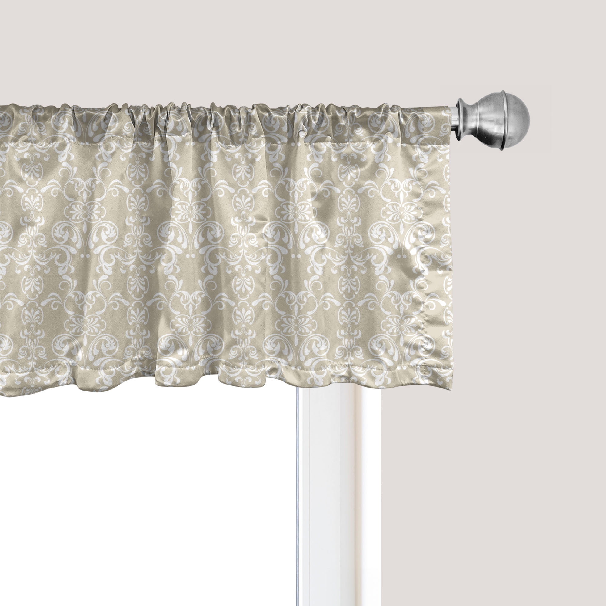 Ambesonne Beige Window Valance, Traditional Lace Design, 54" X 12 ...