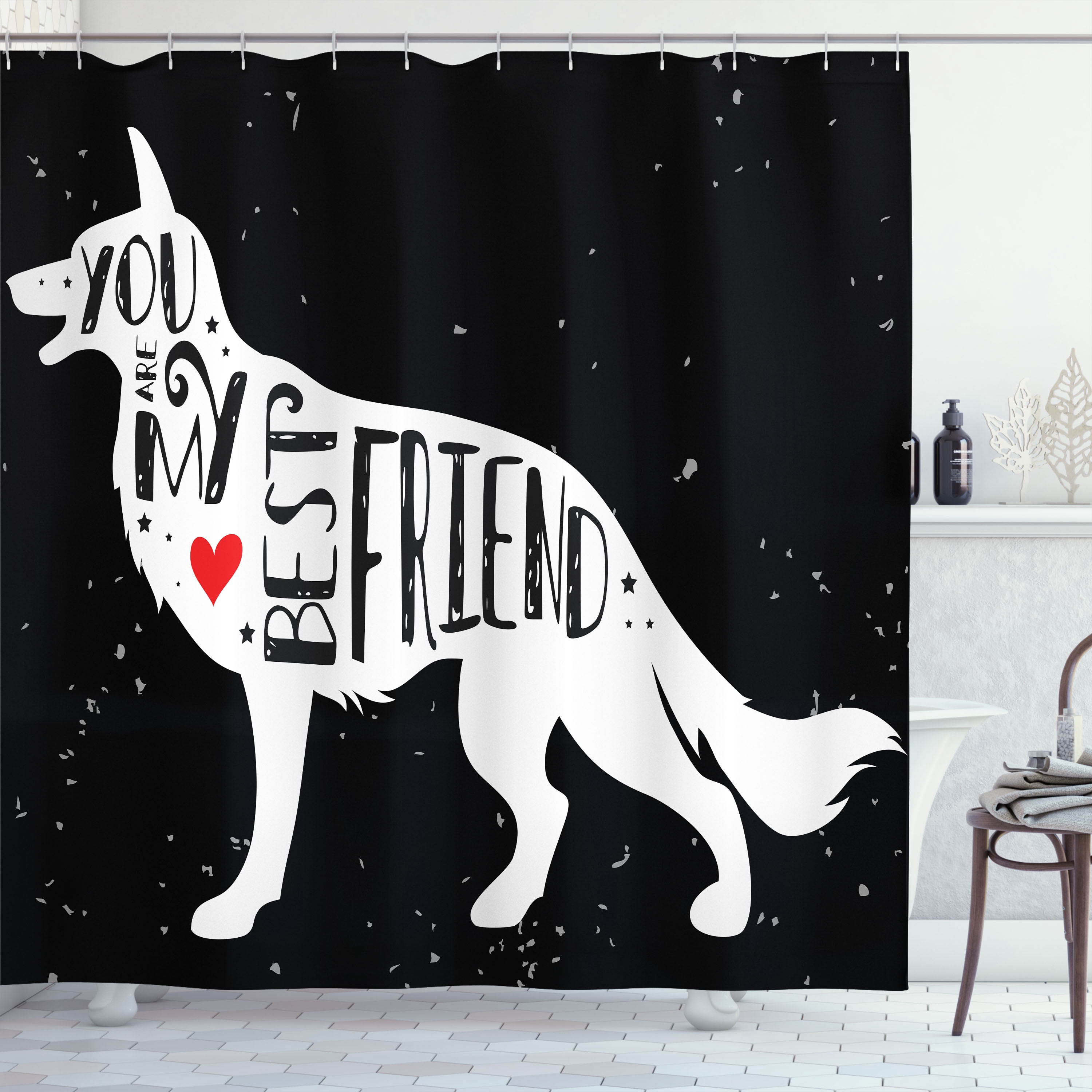 Ambesonne Best Friend Shower Curtain, German Shepherd, 69"Wx70"L ...