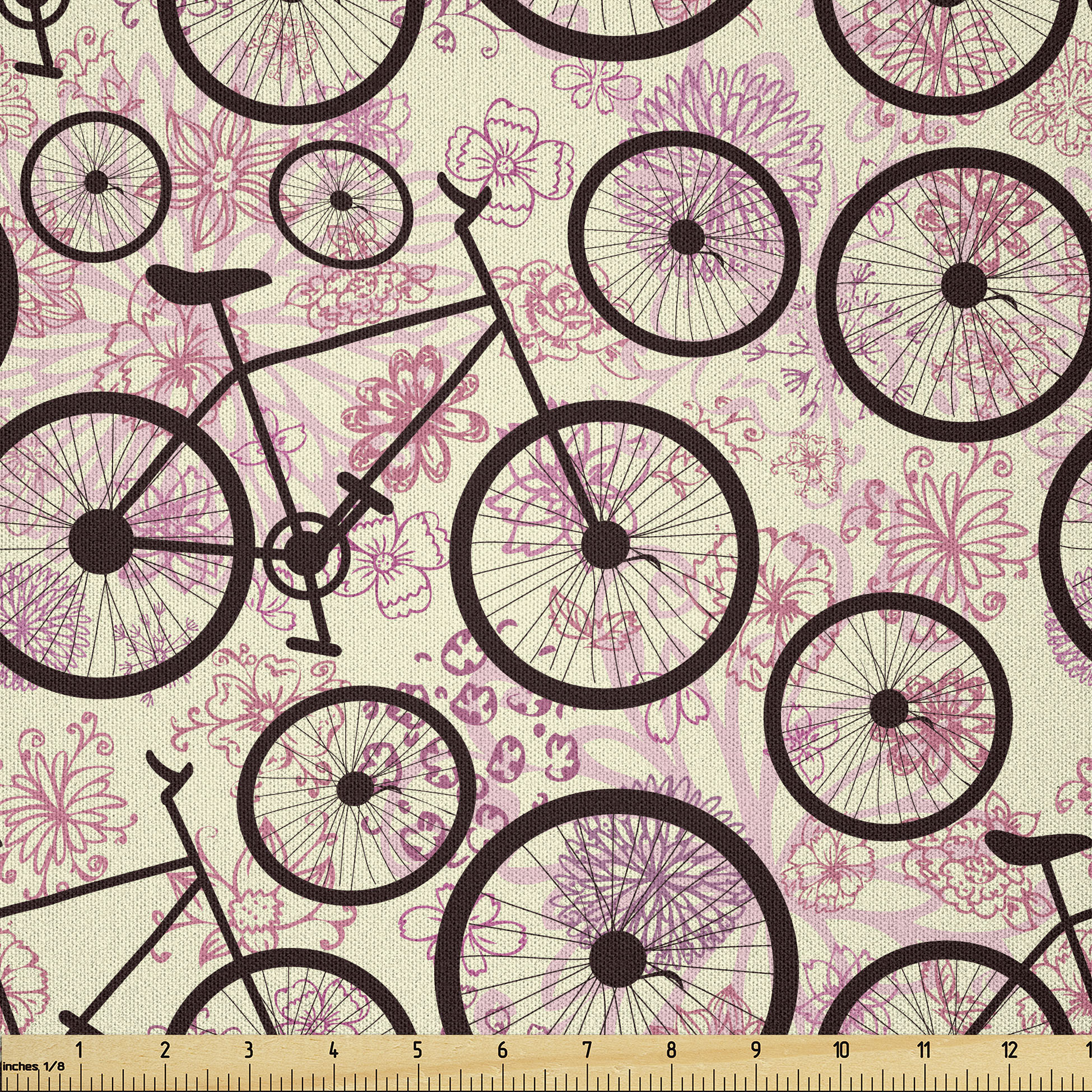 Ambesonne Bicycle Fabric by the Yard Microfiber, Pink Flowers Doodle, 2 ...
