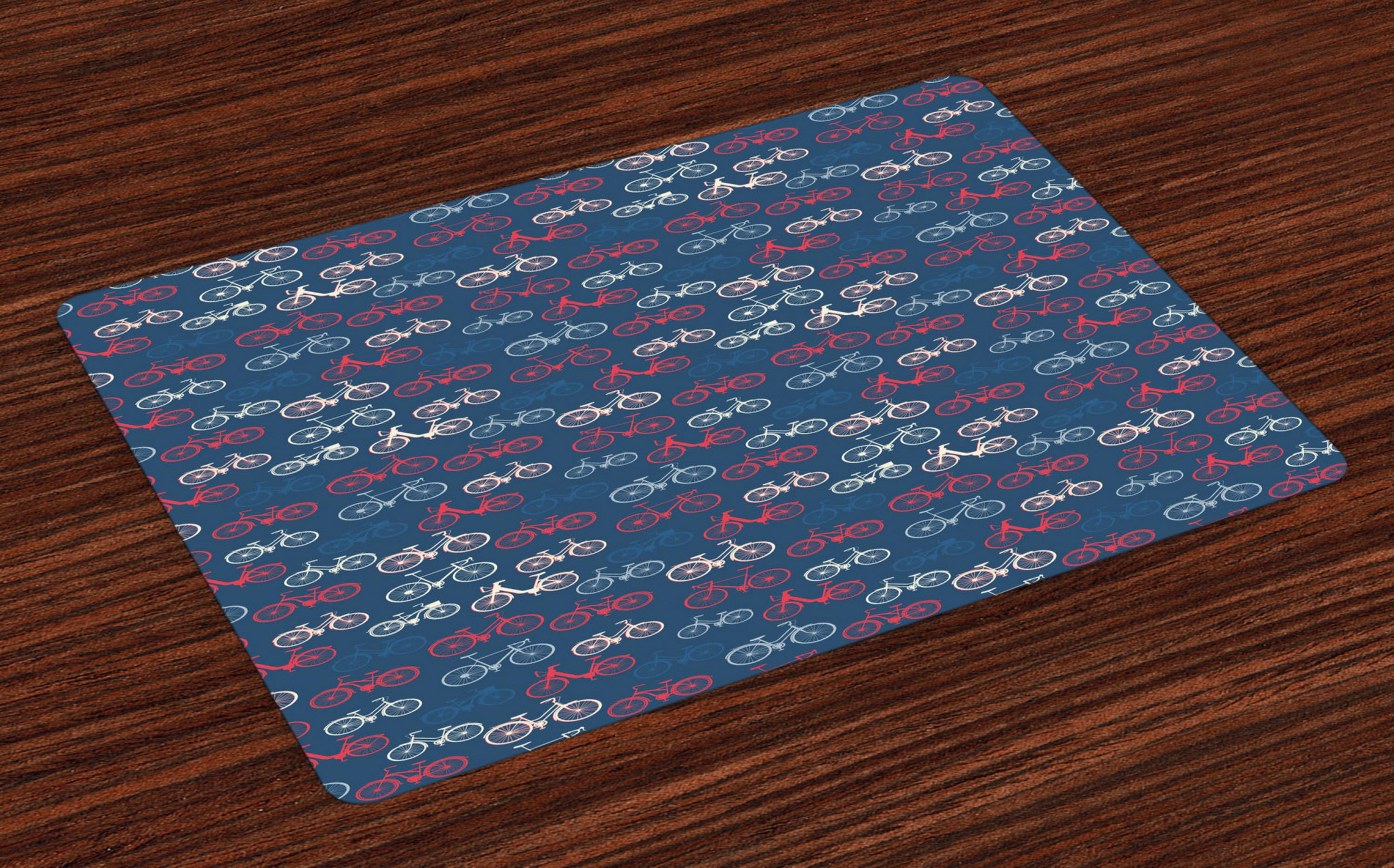 Ambesonne Bicycle Place Mats Set of 4, Bike Sketches on Blue, Standard ...