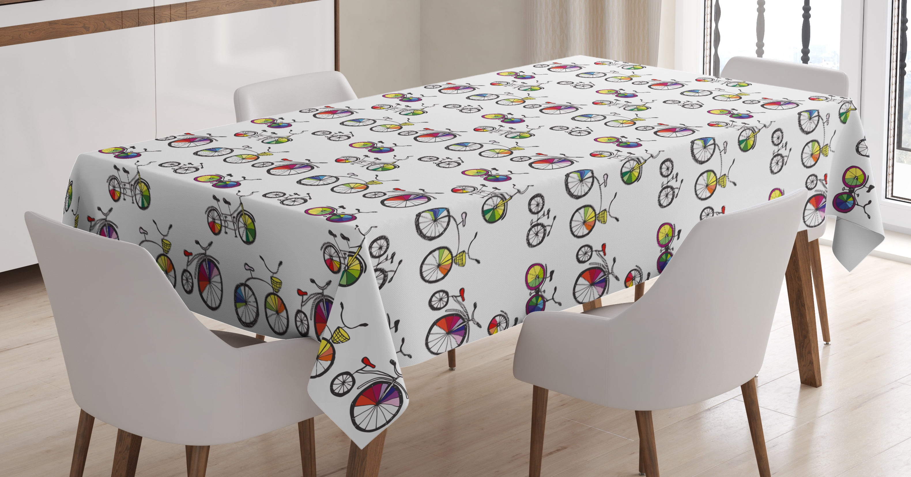 Ambesonne Bicycle Tablecloth Rectangular Table Cover, Penny-Farthing ...