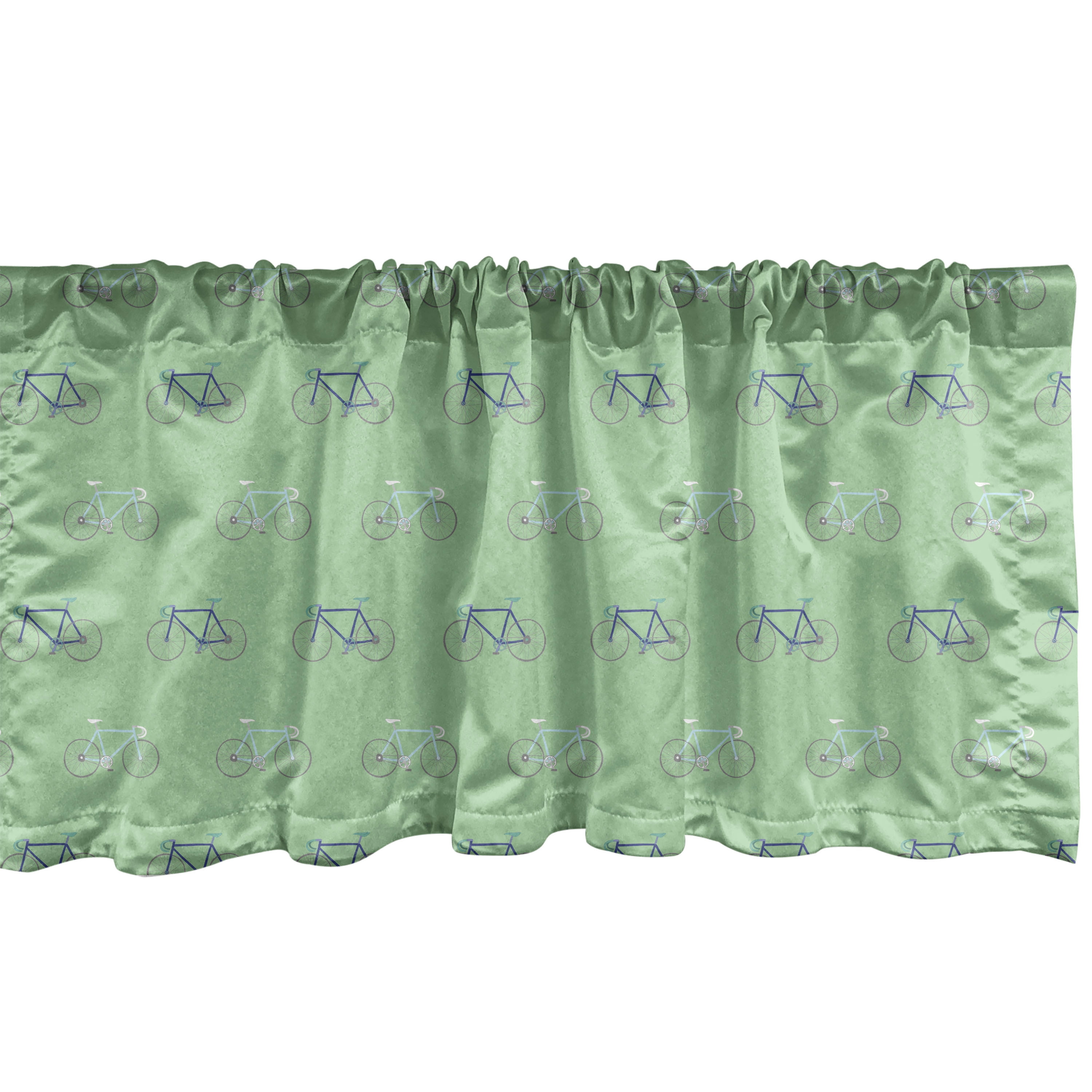 Ambesonne Bicycle Valance Pack of 2, Rhythmic Motifs of Bikes, 54"X12 ...