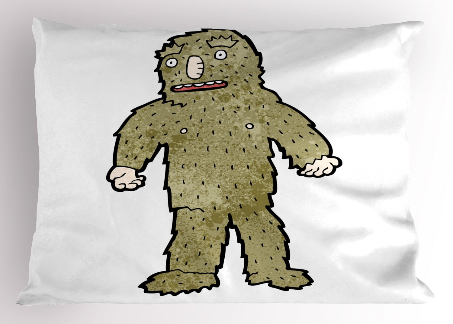 Ambesonne Bigfoot Pillow Sham, Quirky Grungy Bigfoot, 26" X 20", Khaki ...