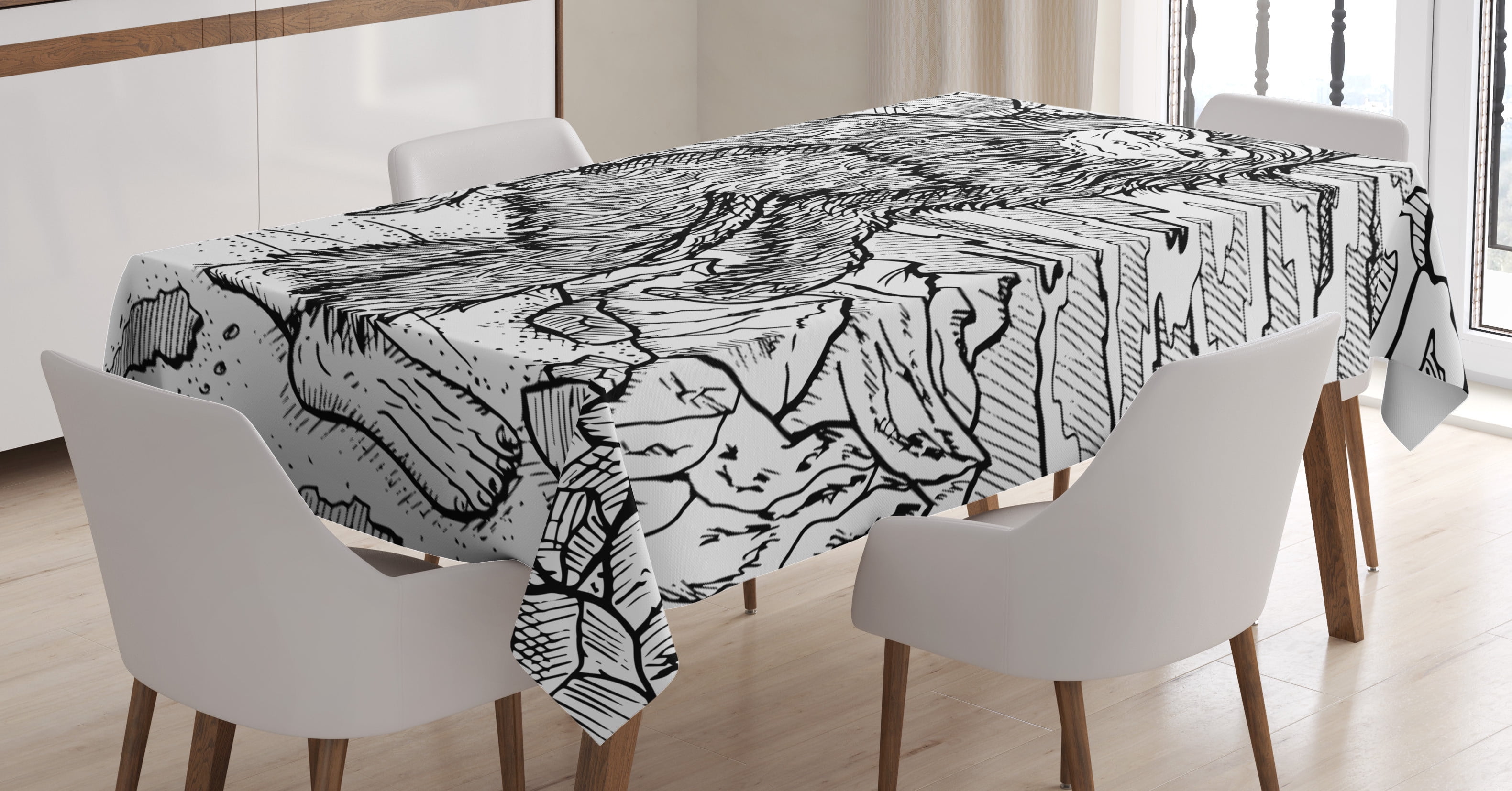 Ambesonne Bigfoot Tablecloth Rectangular Table Cover, Mythical Yeti ...
