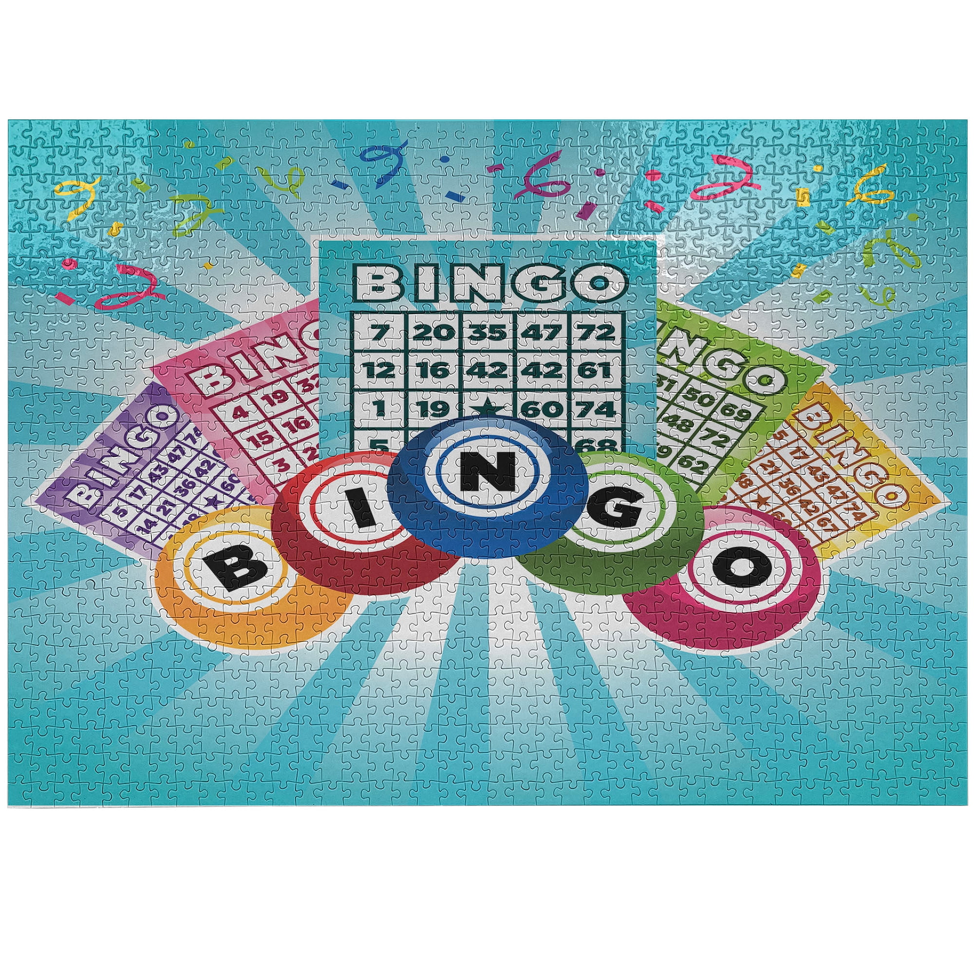 Ambesonne Bingo Jigsaw Puzzle Durable Cardboard, Colorful Cards Balls ...