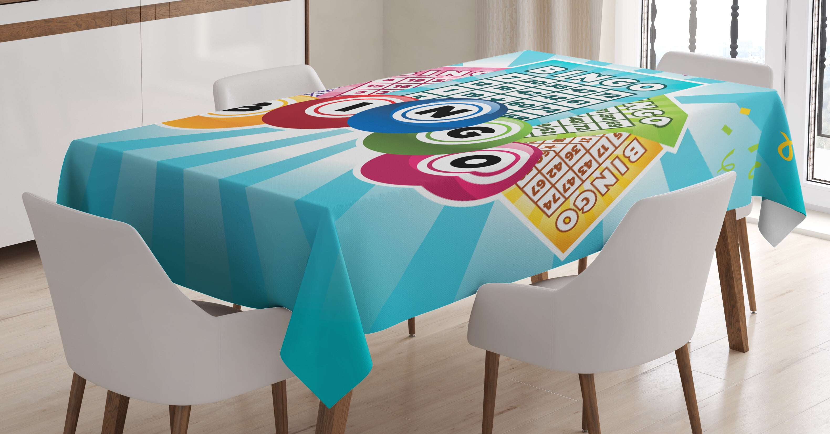 Ambesonne Bingo Tablecloth Rectangular Table Cover, Colorful Cards ...