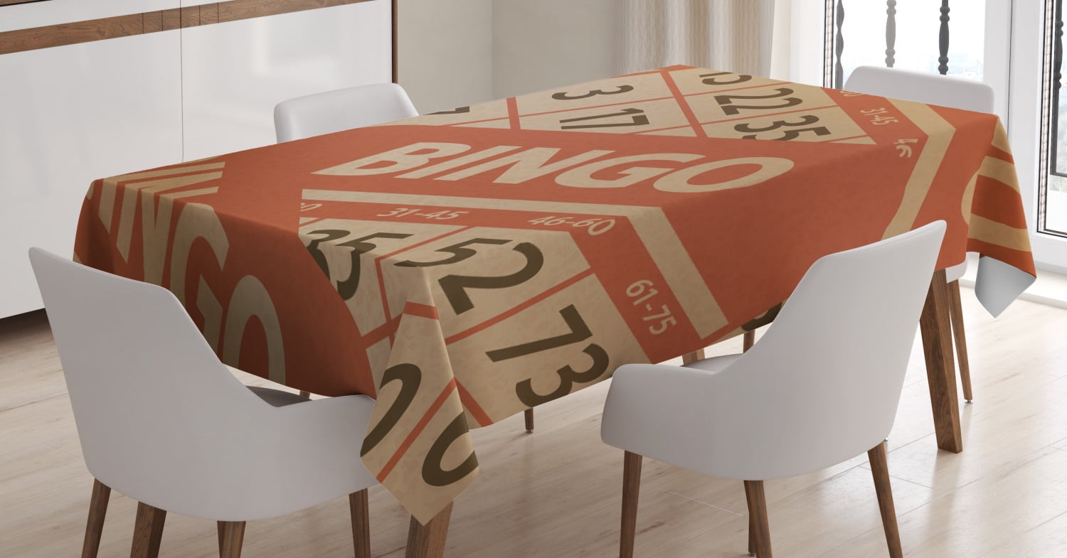 Ambesonne Bingo Tablecloth Rectangular Table Cover, Graphic Game Cards ...