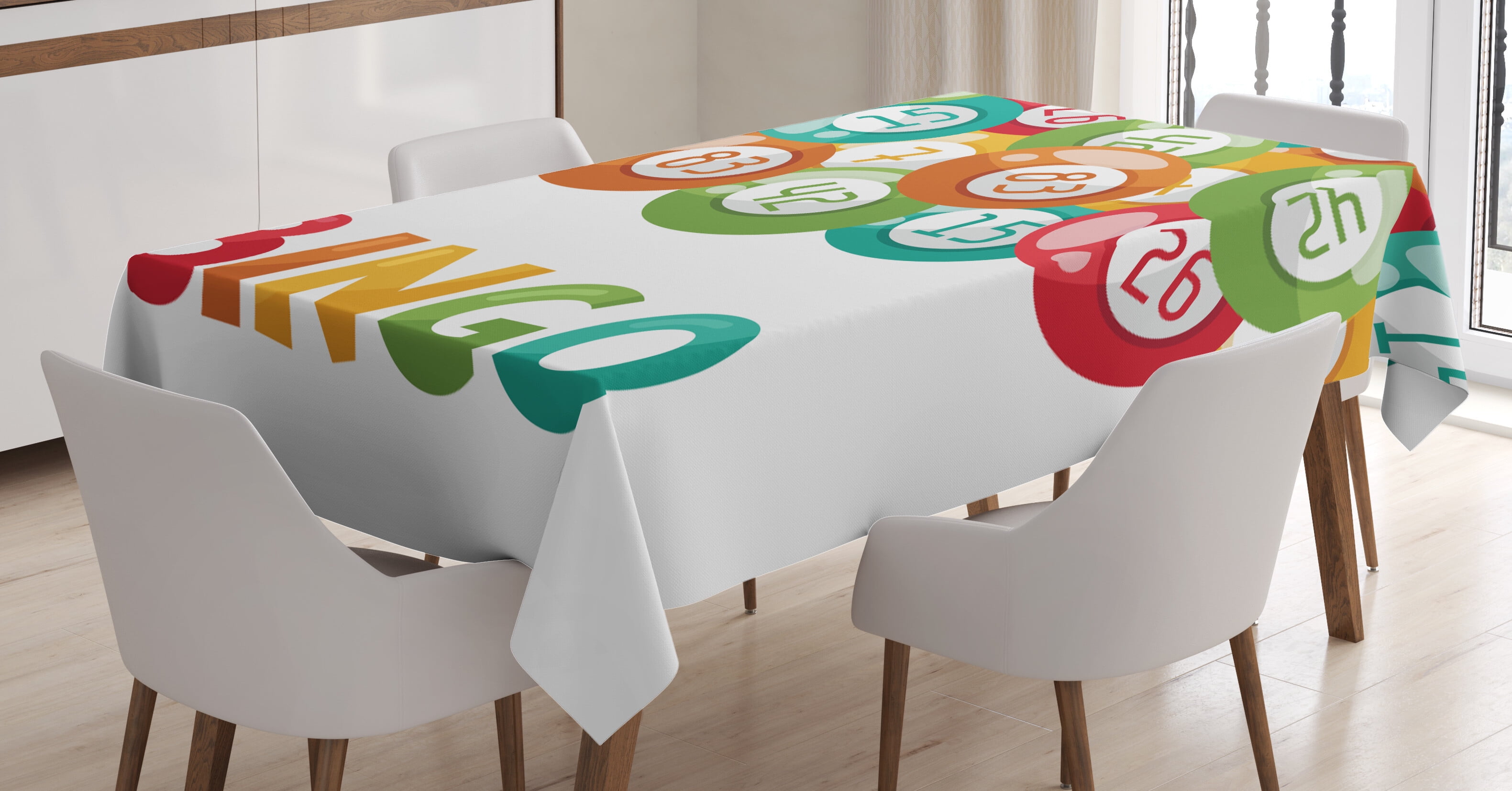 Ambesonne Bingo Tablecloth Rectangular Table Cover, Lottery Game with ...