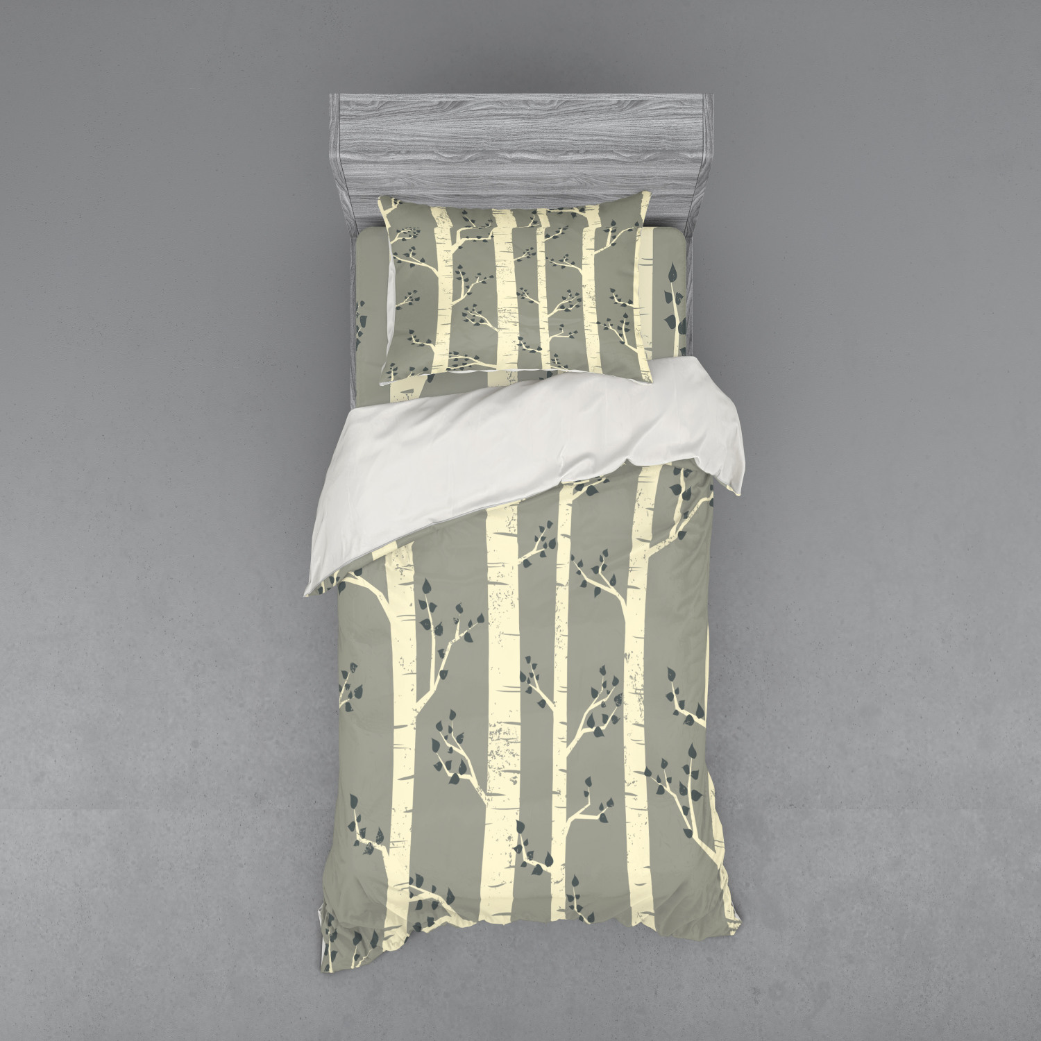 Ambesonne Birch Bedding Set 3 Pcs, Trees Nature Boho Composition, Twin ...