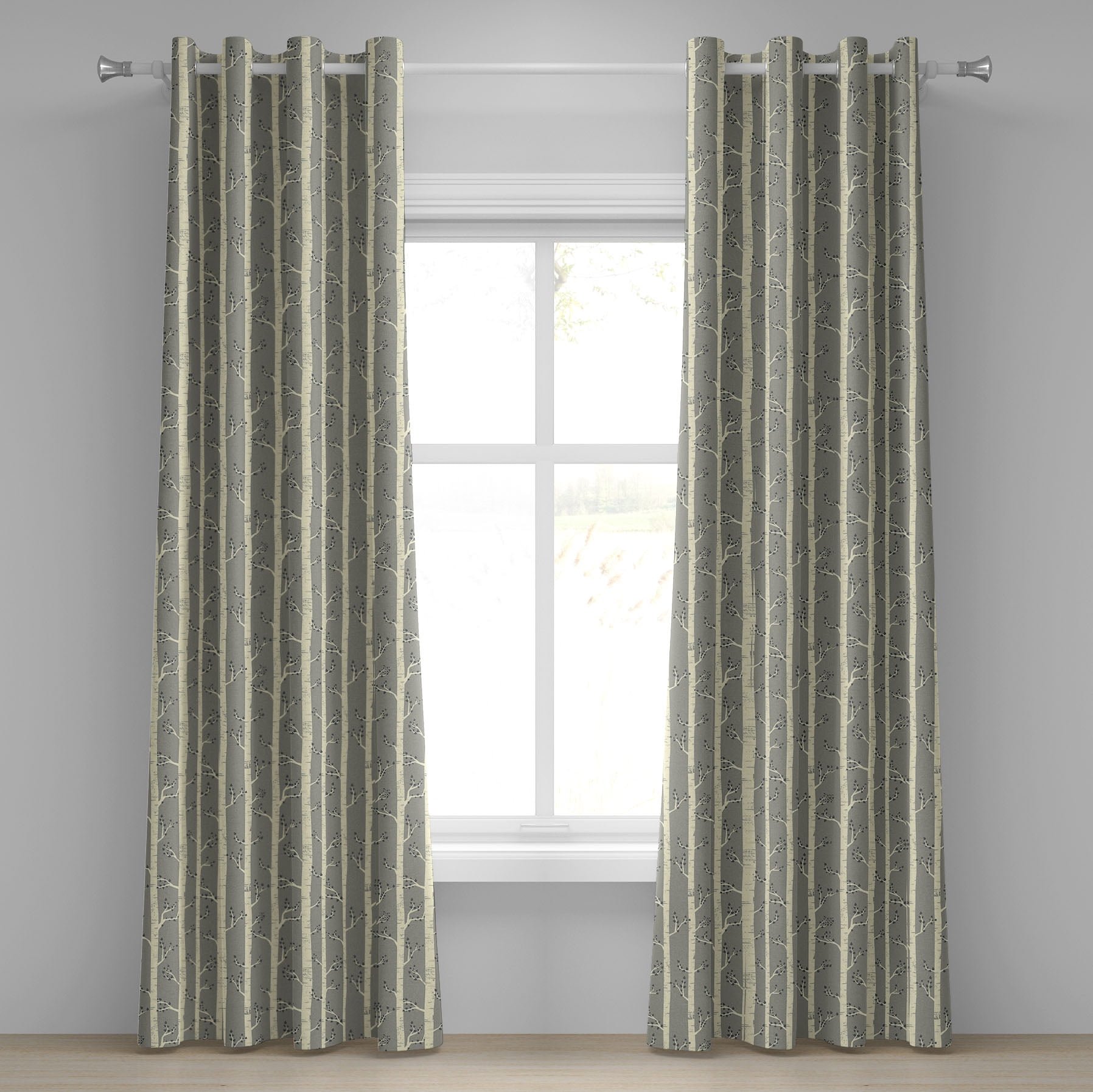 Ambesonne Birch Grommet Curtain, Trees Nature Boho Composition, 50" x ...
