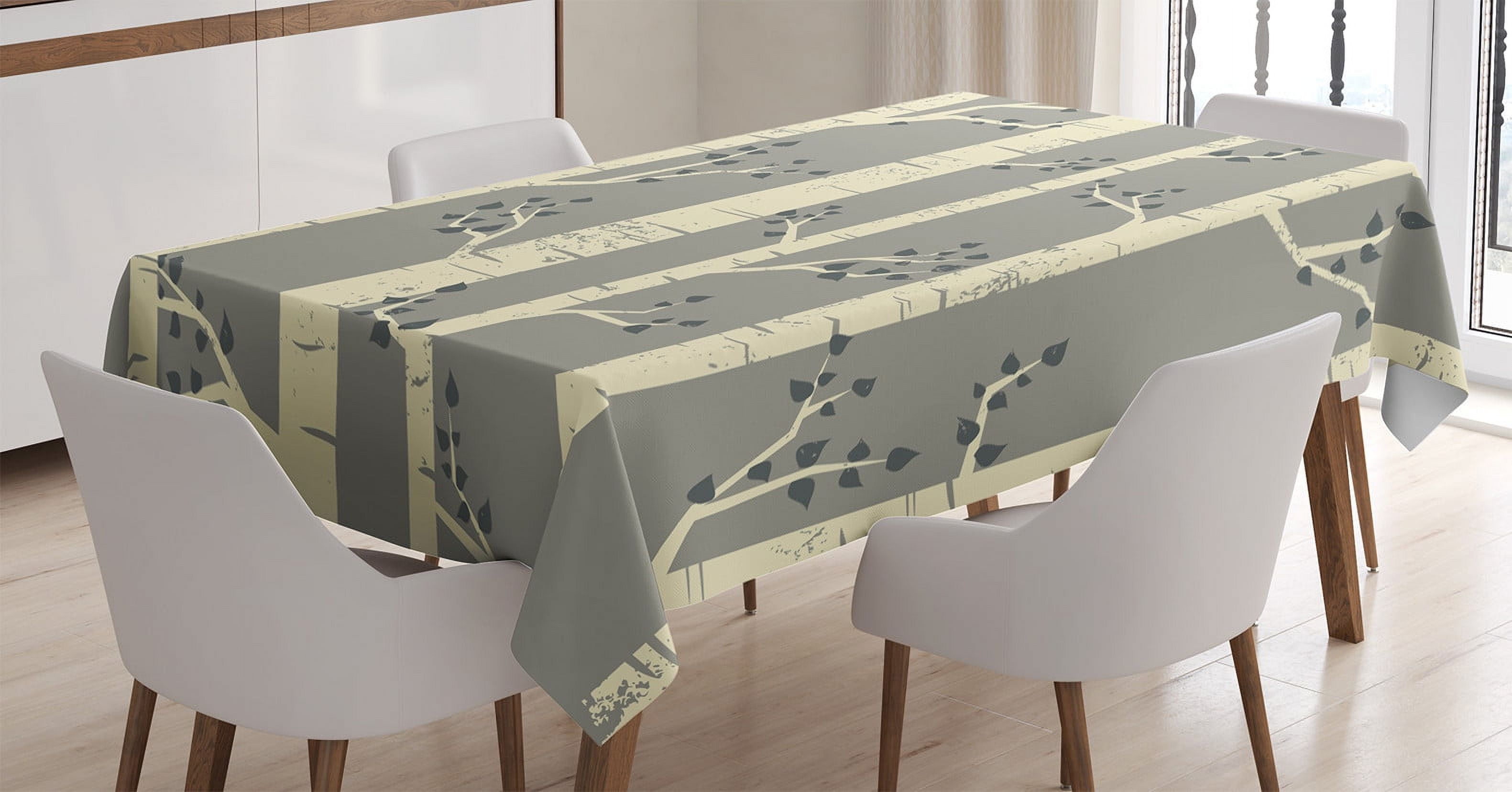 Ambesonne Birch Tablecloth Rectangular Table Cover, Trees Nature Boho ...