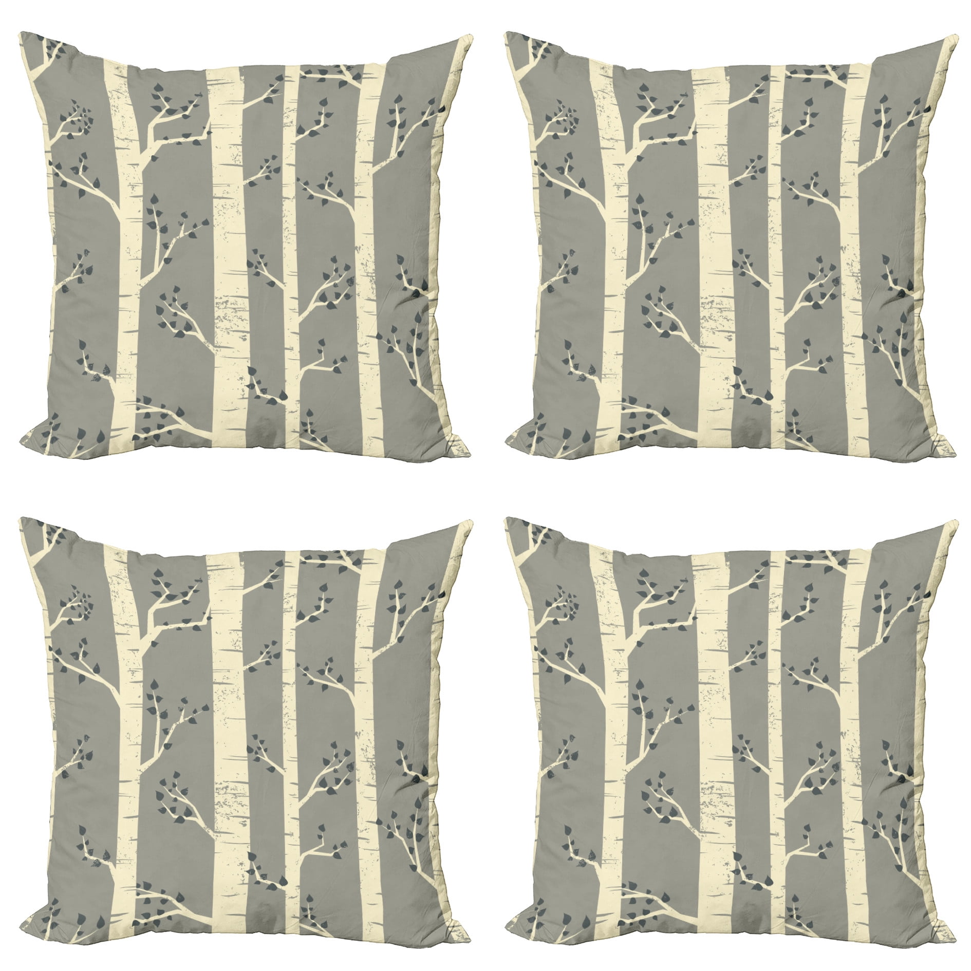 Ambesonne Birch Throw Pillow Cover 4 Pack, Trees Nature Boho ...