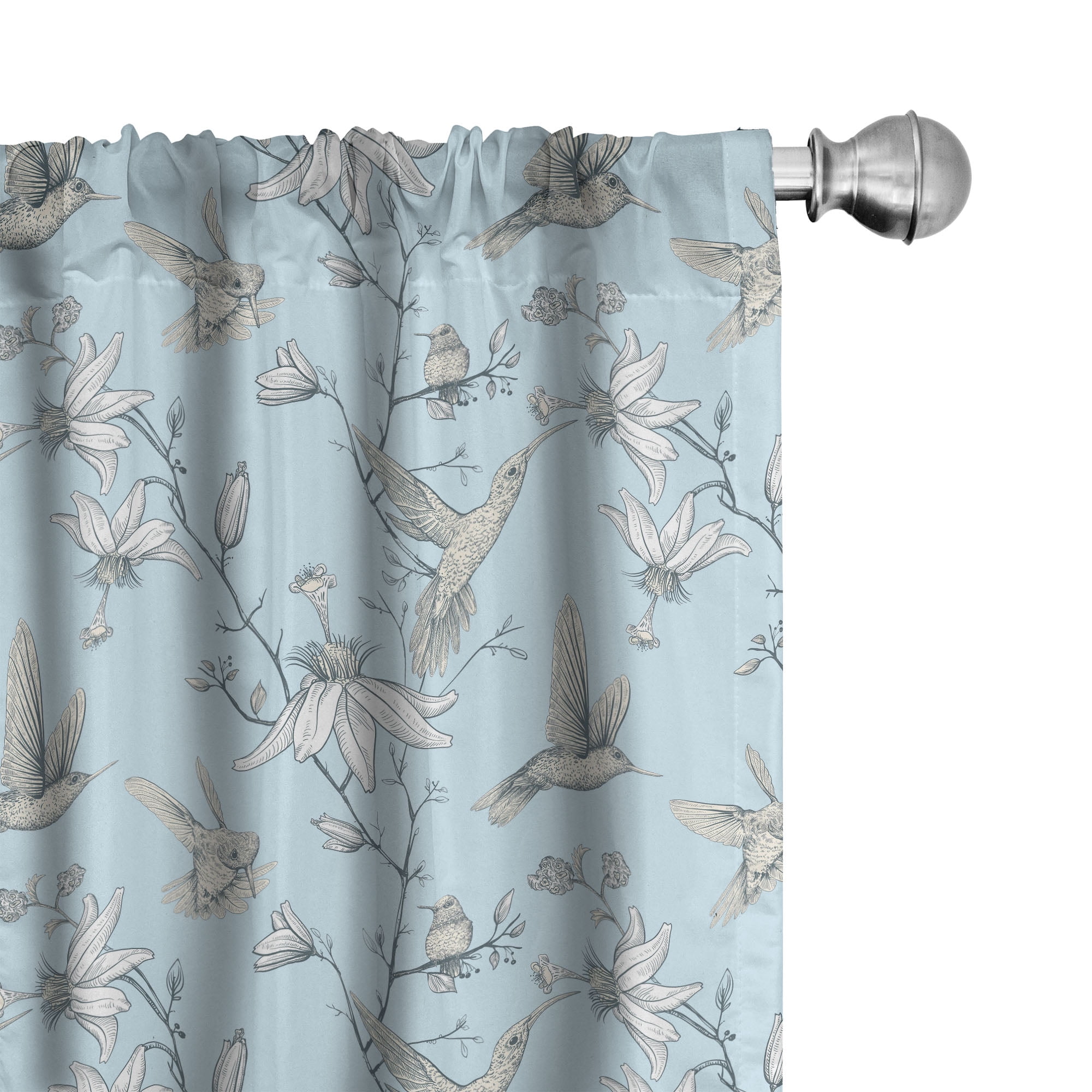 Ambesonne Bird Curtains, Hummingbirds Classy Drawing, Pair of 28"x84 ...