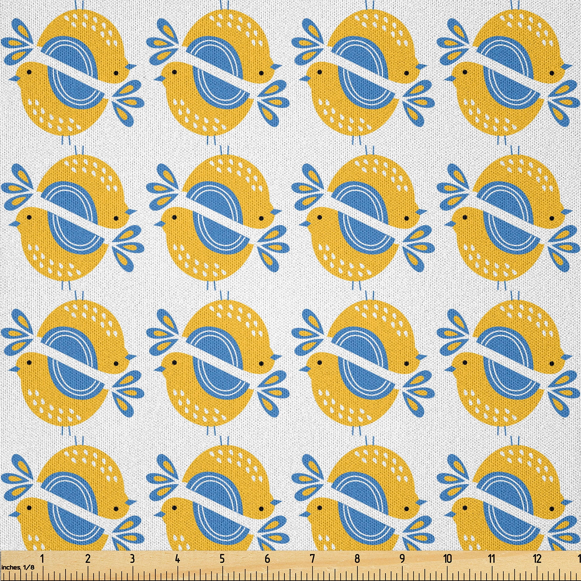 Ambesonne Bird Fabric by the Yard Microfiber, Repetitive Flying Animals ...