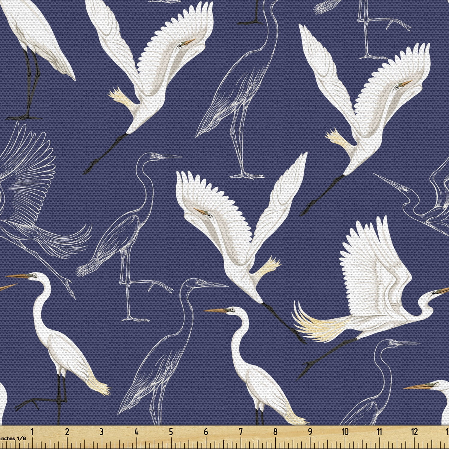 Ambesonne Bird Fabric by the Yard Upholstery, Cartoon Aquatic White ...