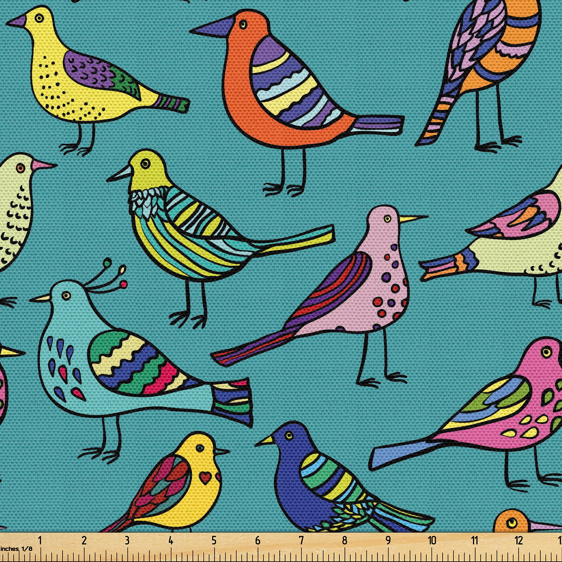 Ambesonne Bird Fabric by the Yard Upholstery, Flying Animals with ...