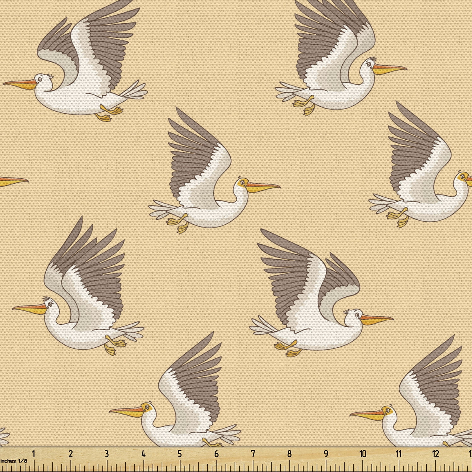 Ambesonne Bird Fabric by the Yard Upholstery, Funny Pelicans ...
