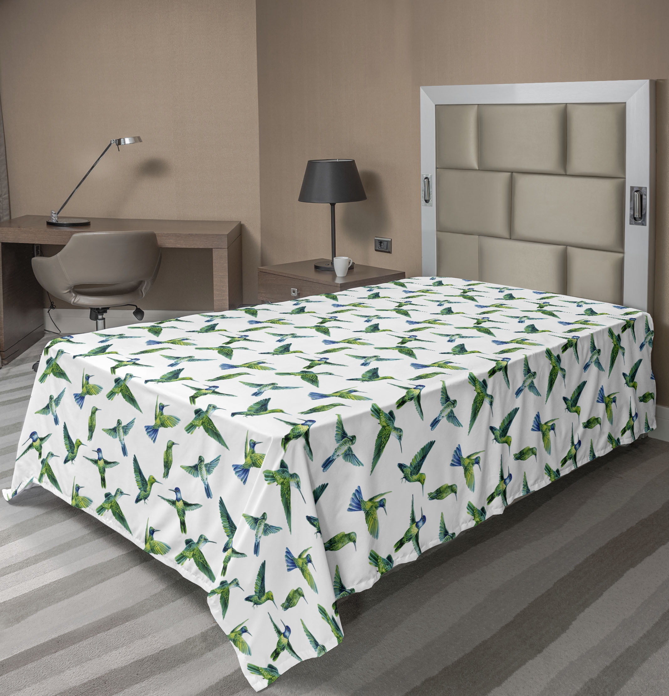 Ambesonne Bird Flat Bedding Sheet Soft Top Sheet, Hummingbird Jungle ...