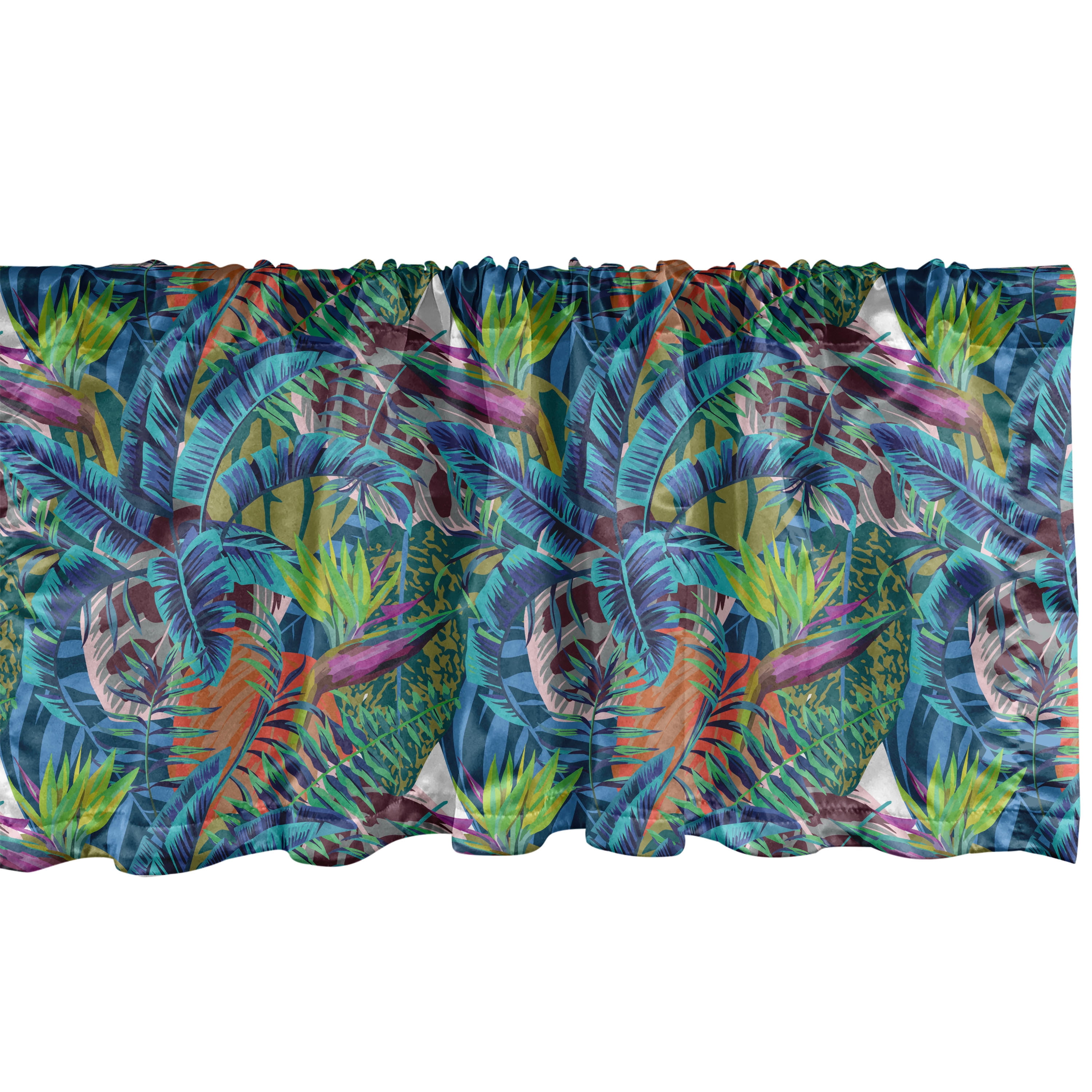 Ambesonne Bird of Paradise Window Valance, Jungle Flourishing with ...