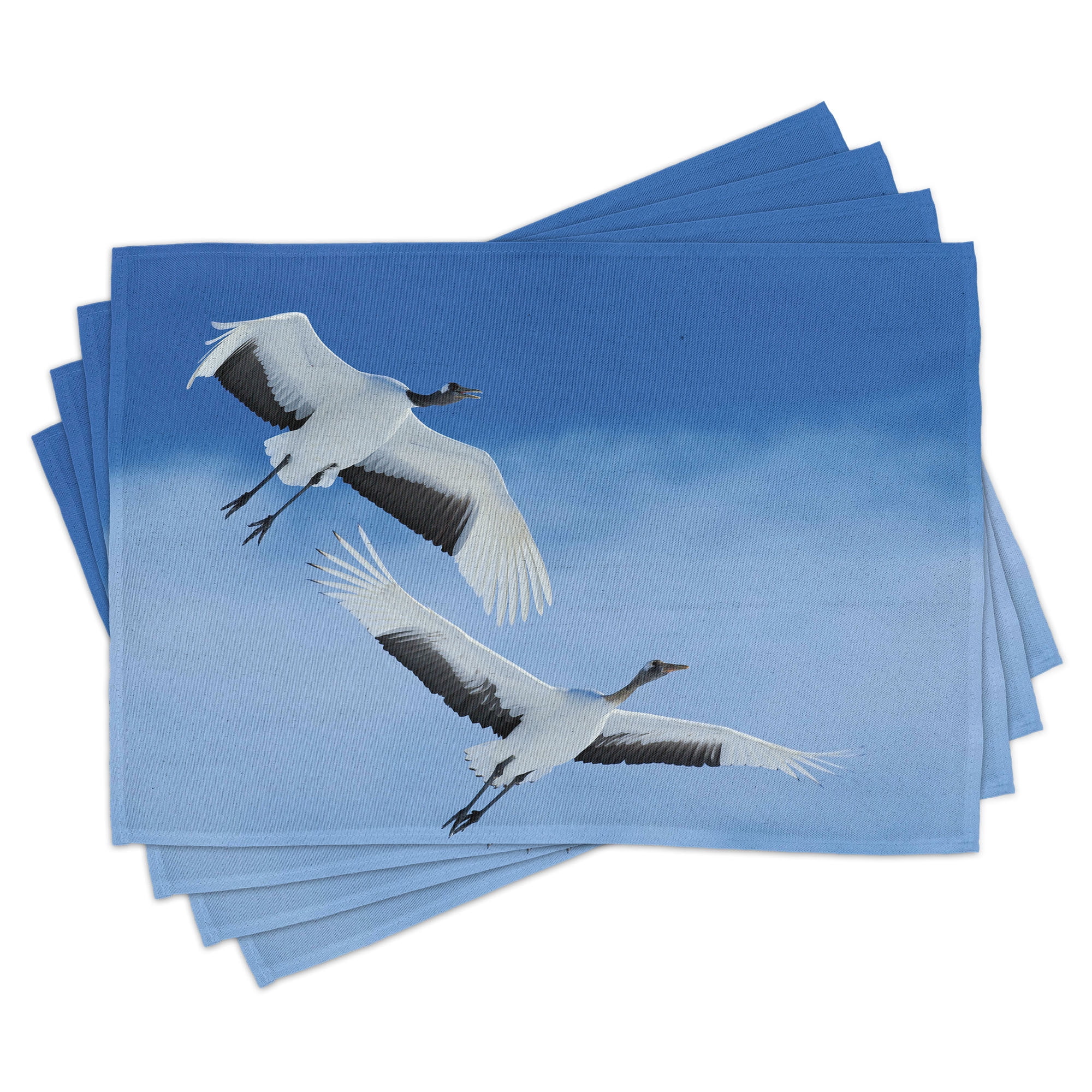 Ambesonne Bird Place Mats Set of 4, Red Crowned Cranes Japan, Standard ...