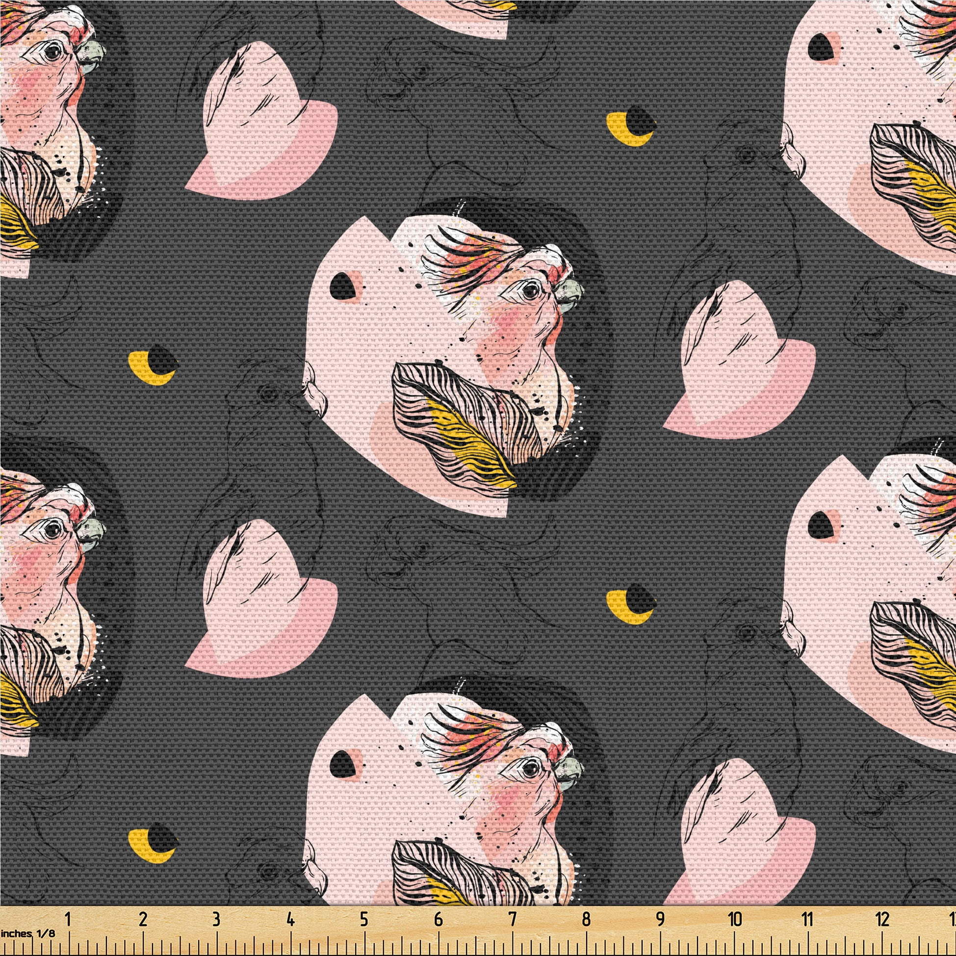 Ambesonne Bird Print Fabric by the Yard Upholstery, Parrot Circles ...