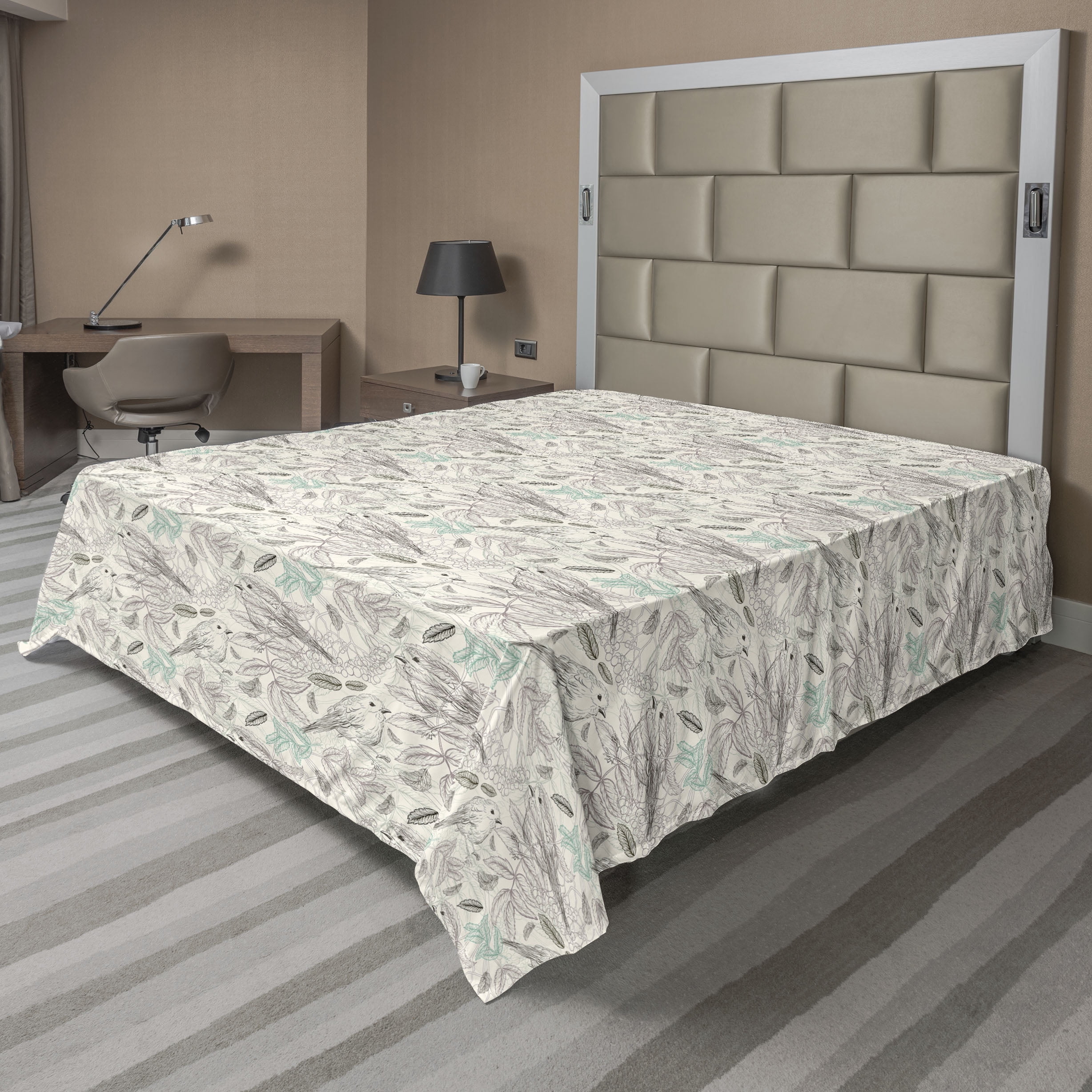 Ambesonne Bird Print Flat Bedding Sheet Soft Top Sheet, Flying Animal ...