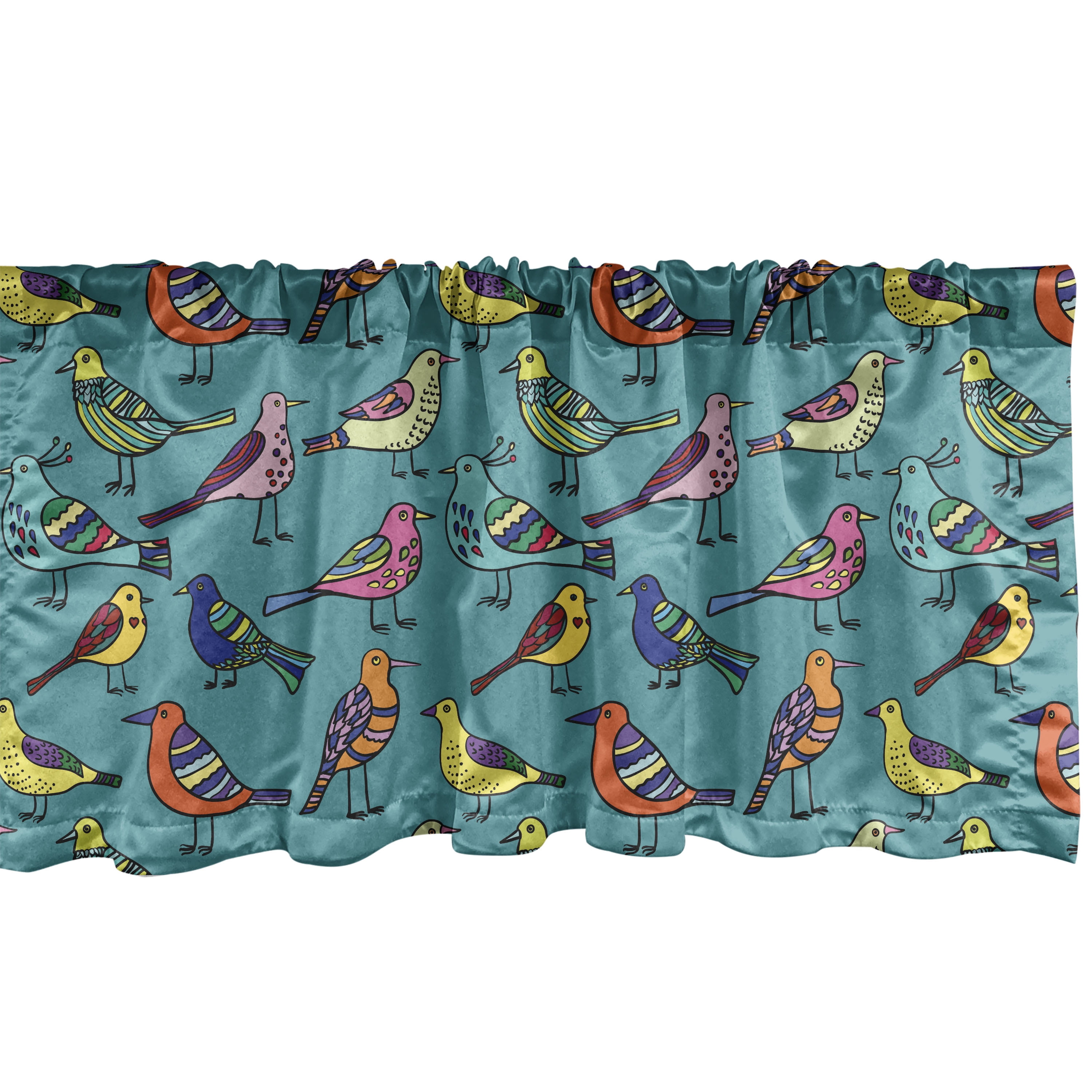 Ambesonne Bird Window Valance, Flying Animals with Ornaments, 54" X 12 ...