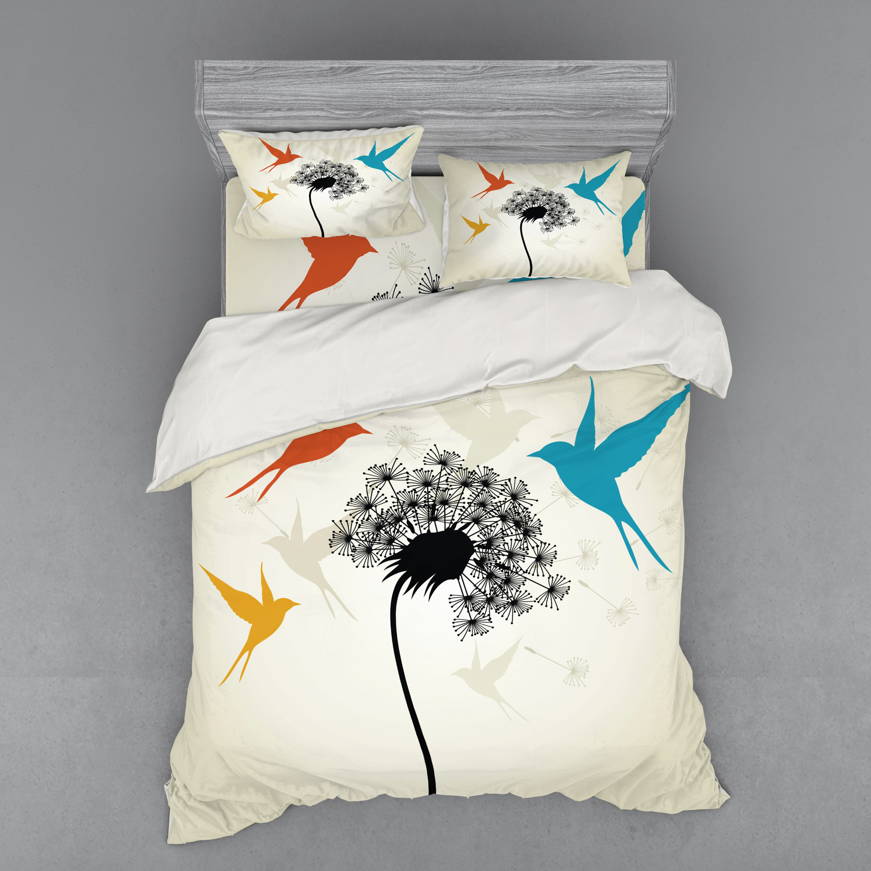 Ambesonne Birds Bedding Set 4 Pcs, Fauna and Flora Pattern, Queen ...