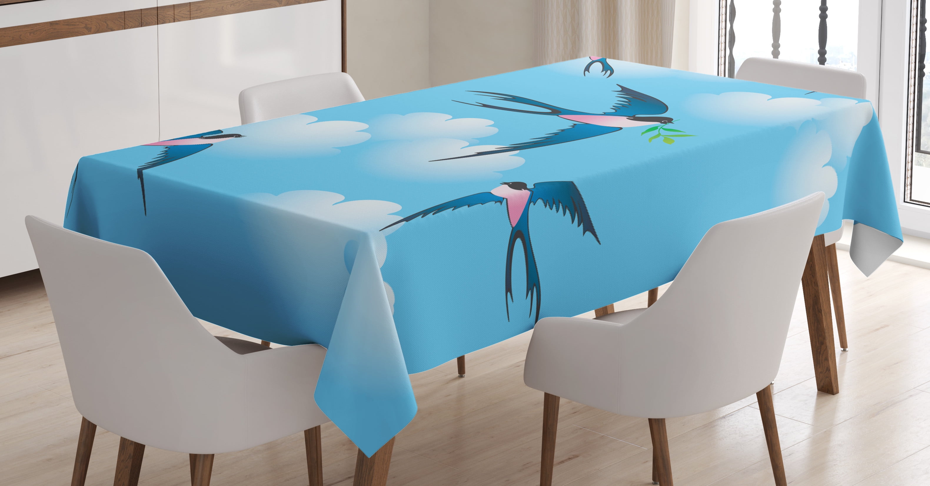 Ambesonne Birds Tablecloth Rectangular Table Cover, Hirundo ...