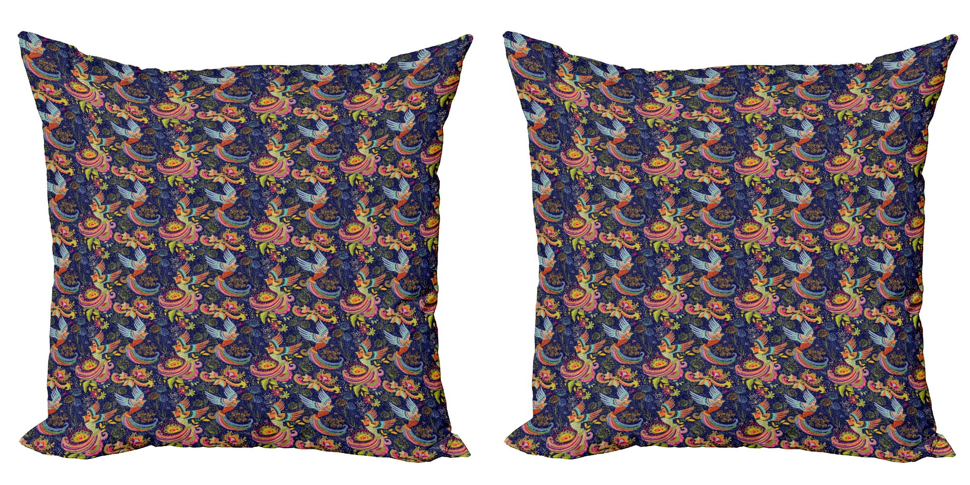 Ambesonne Birds Throw Pillow Cover 2 Pack, Mythical Rising Phoenix Bird ...