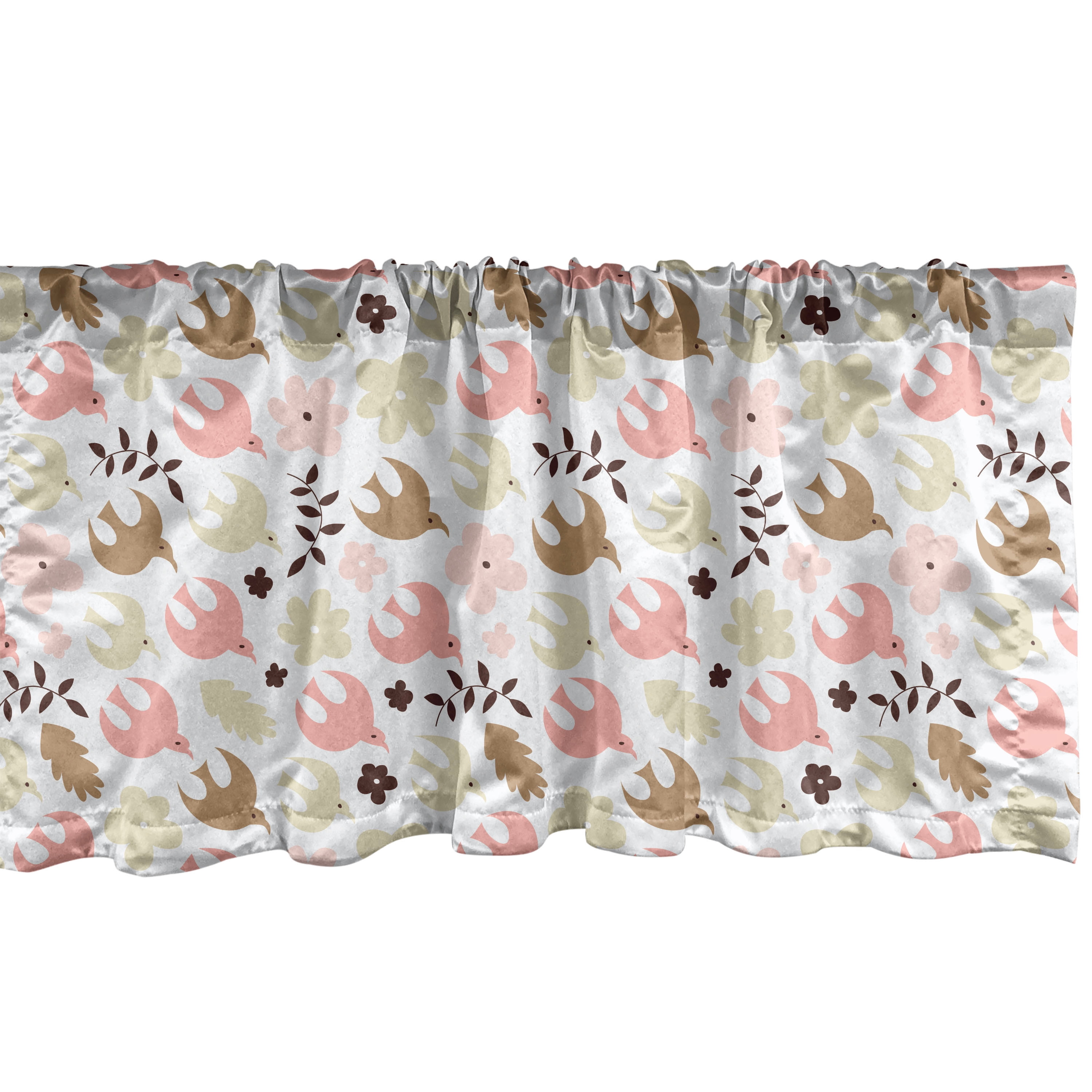 Ambesonne Birds Window Valance, Abstract Art Pastel Colored Spring ...