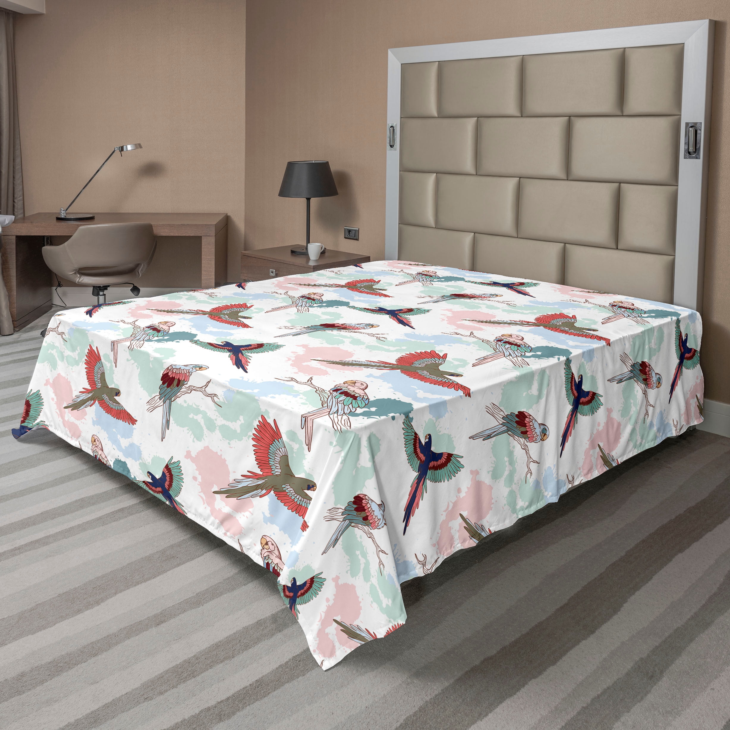 Ambesonne Birds and Nature Flat Bedding Sheet Soft Top Sheet, Wild ...