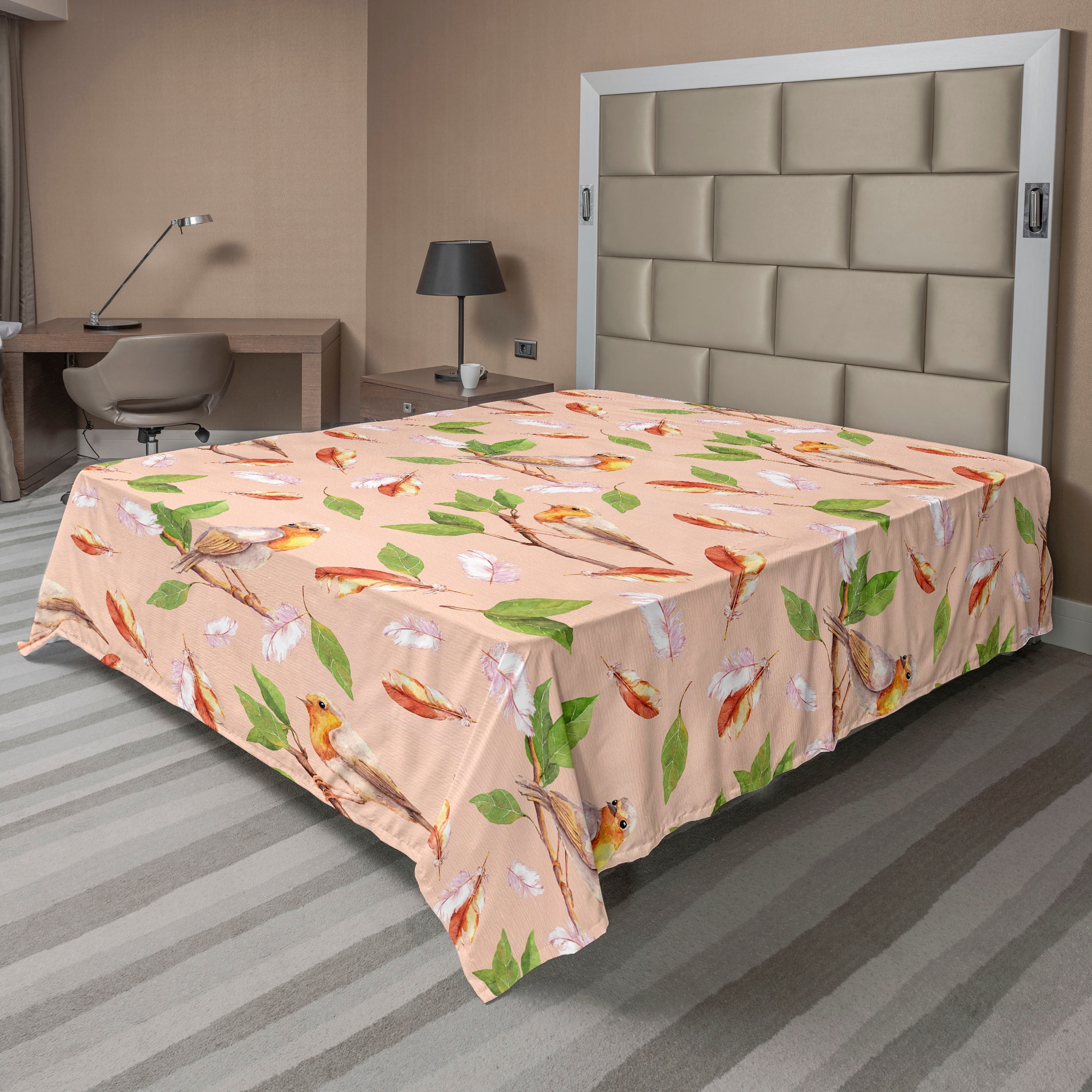 Ambesonne Birds and Nature Flat Bedding Sheet Soft Top Sheet, Winged ...