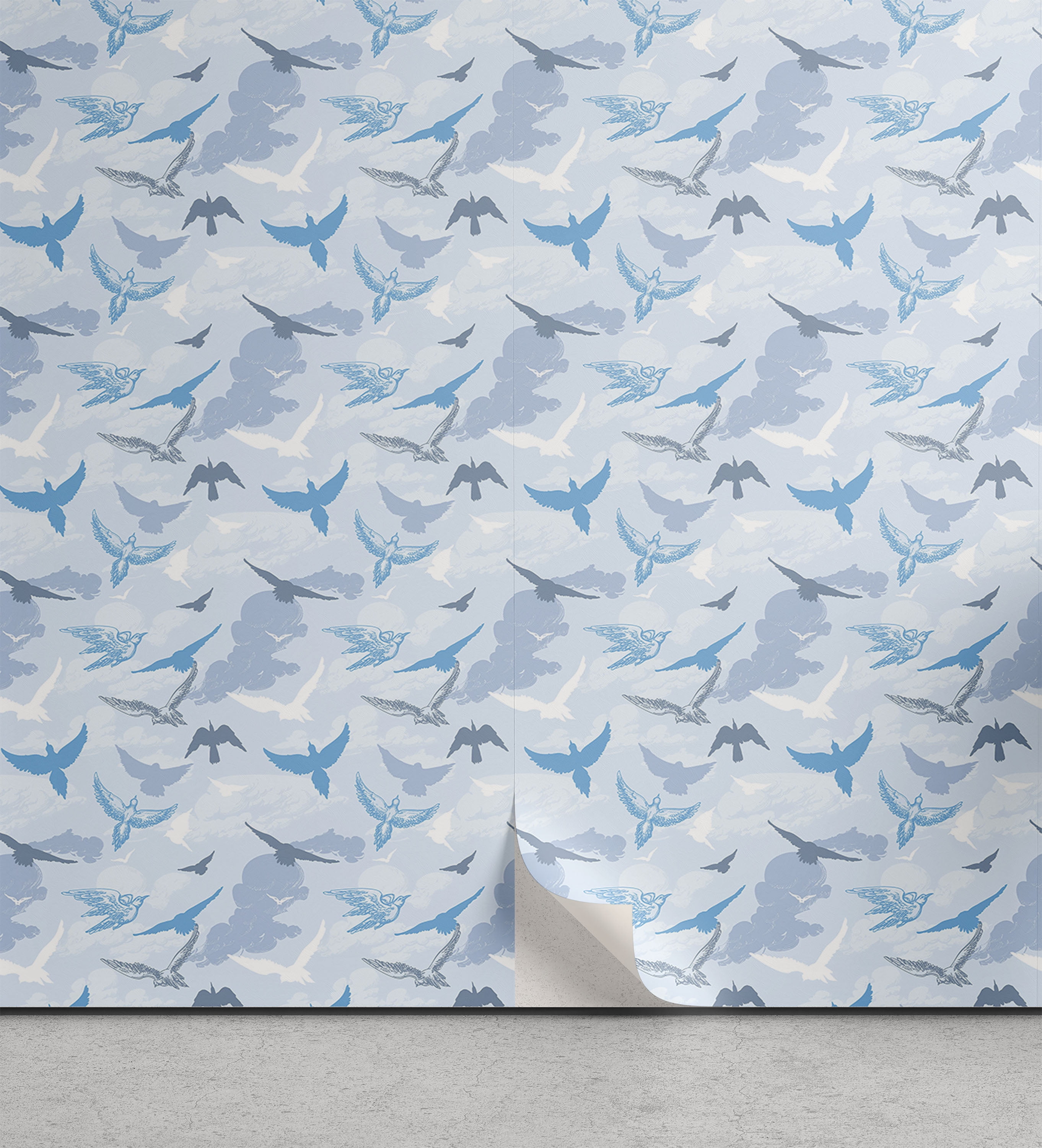 Ambesonne Birds and Nature Peel & Stick Wallpaper for Home, Azure Vibe ...