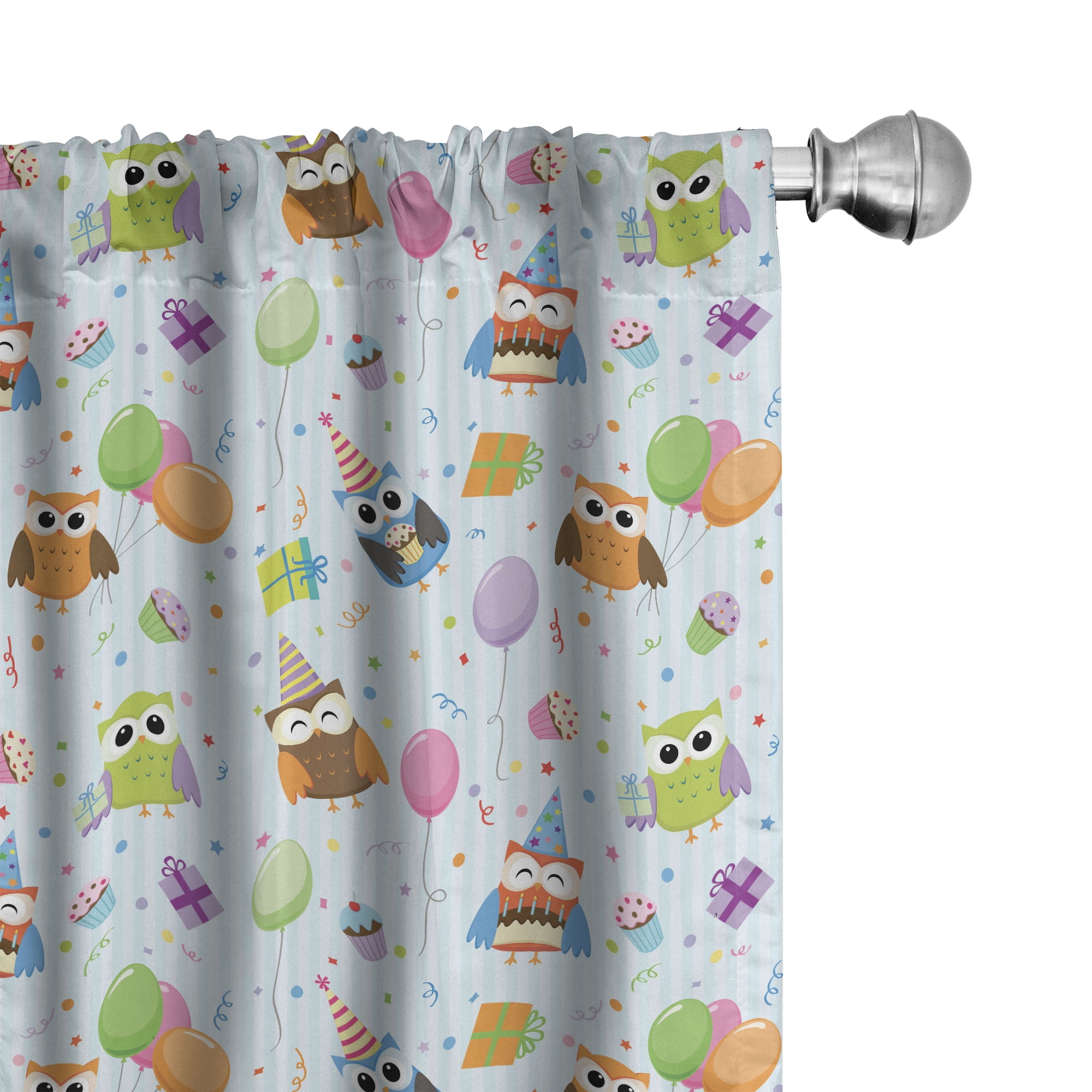 Ambesonne Birthday Curtains, Owls Cakes Presents, Pair of 28"x95 ...