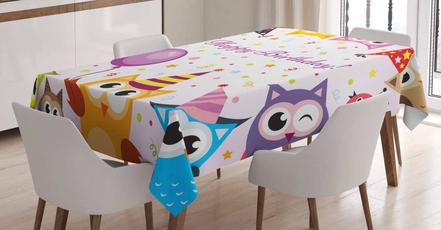 Ambesonne Birthday Party Tablecloth Rectangular Table Cover, Birthday ...