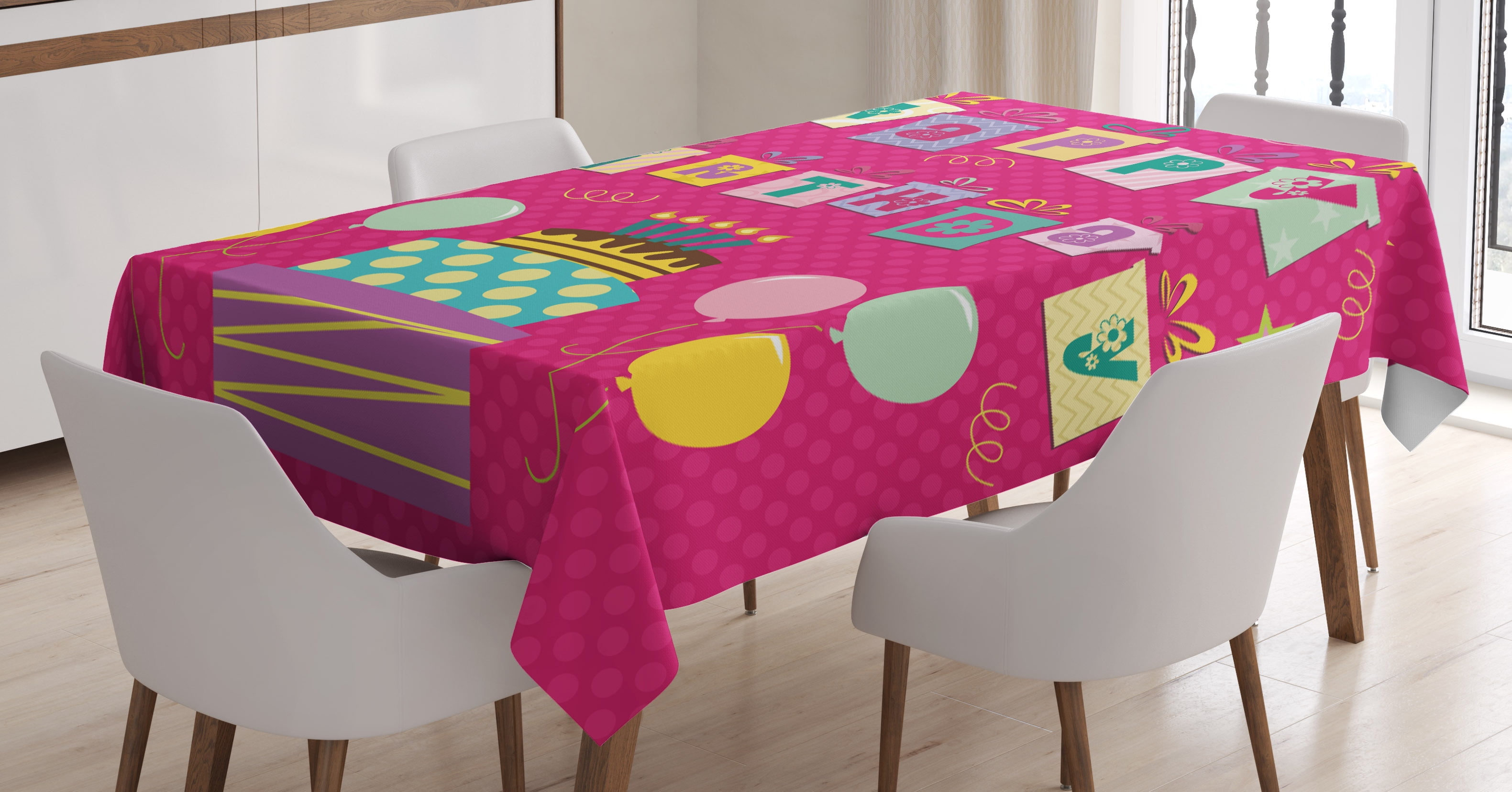 Ambesonne Birthday Party Tablecloth Rectangular Table Cover, Present ...