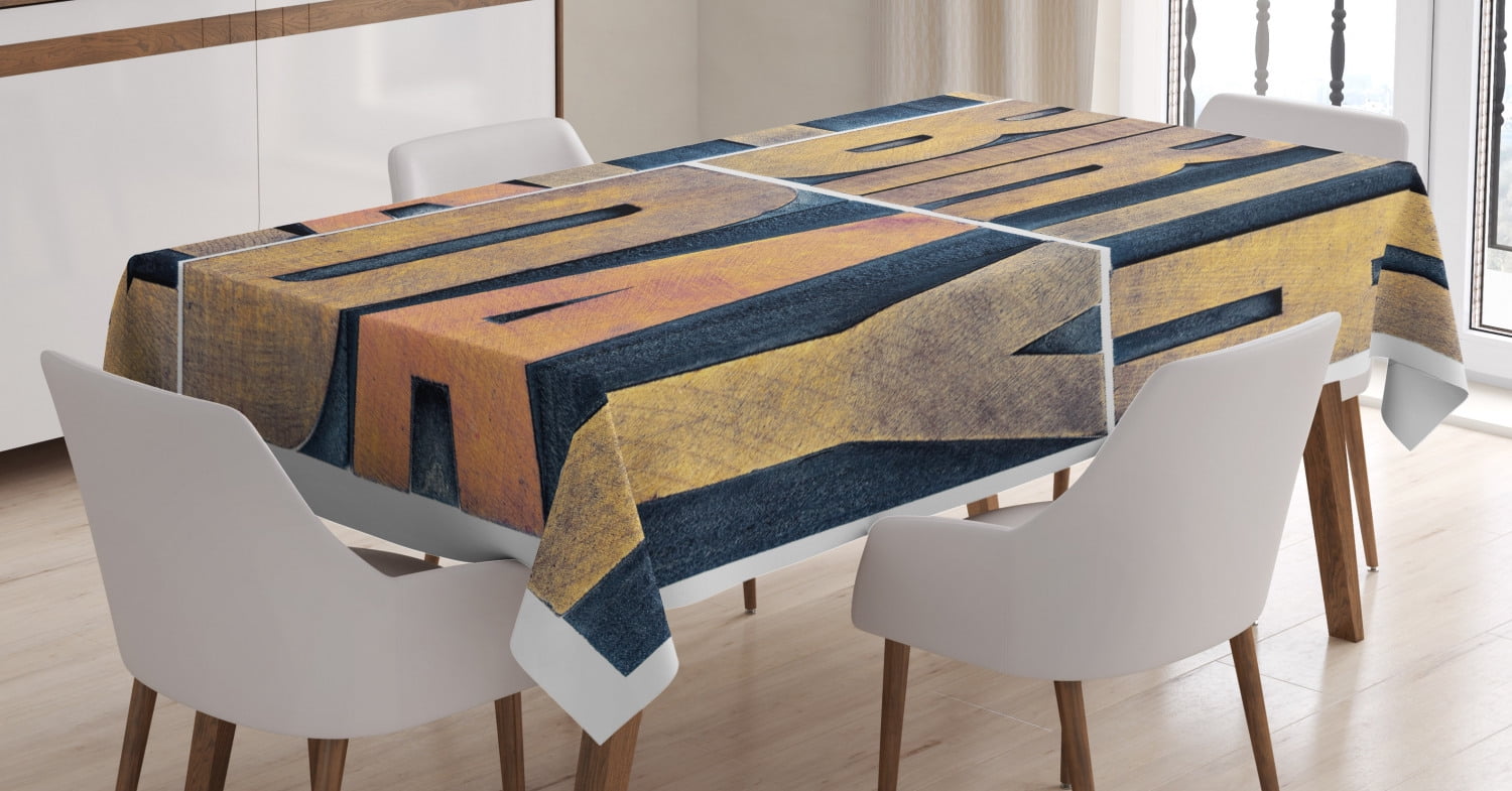 Ambesonne Birthday Tablecloth Rectangular Table Cover, Wooden Printing ...